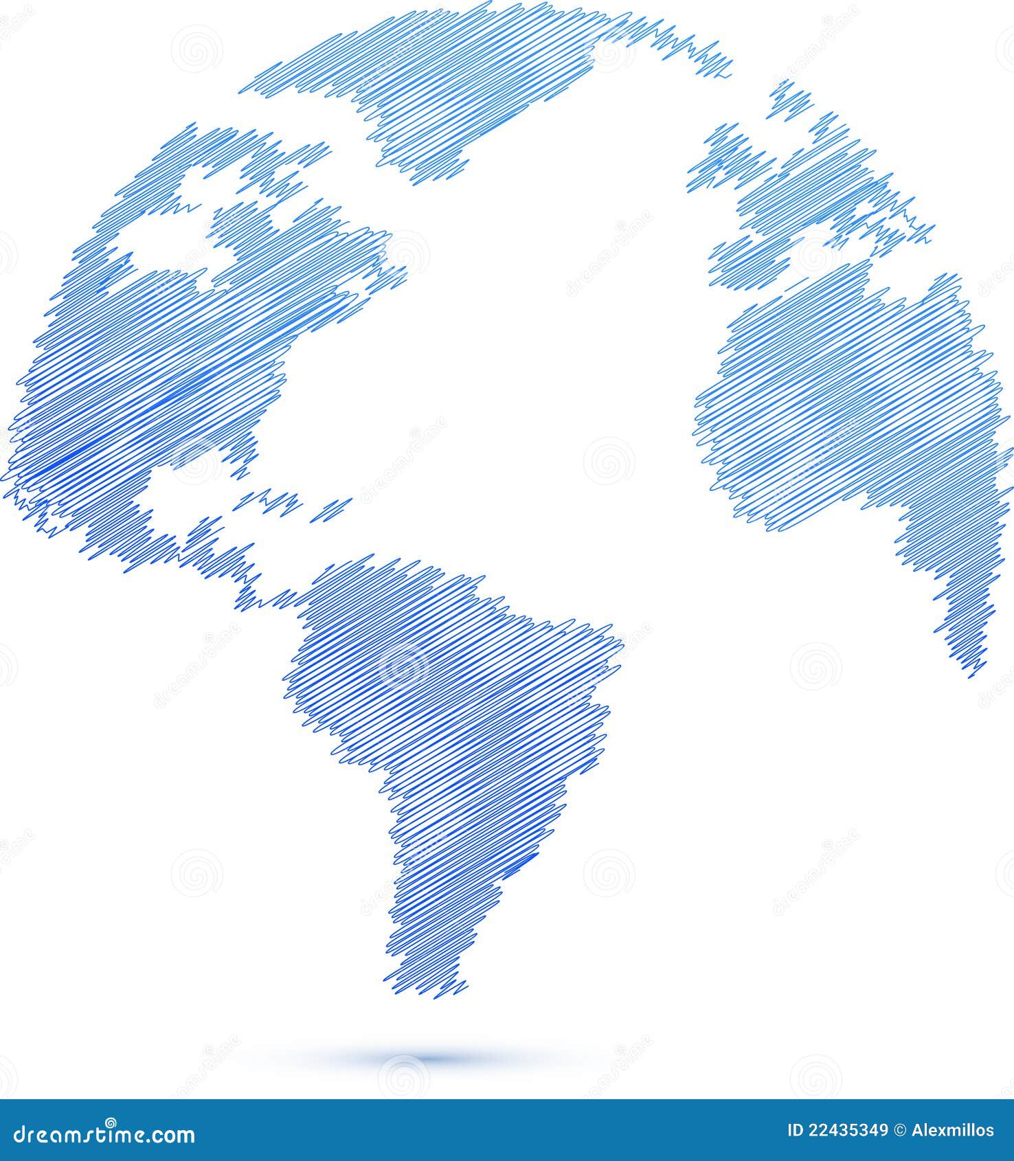 Blue Scribble World Globe Map Illustration Stock Vector - Illustration ...