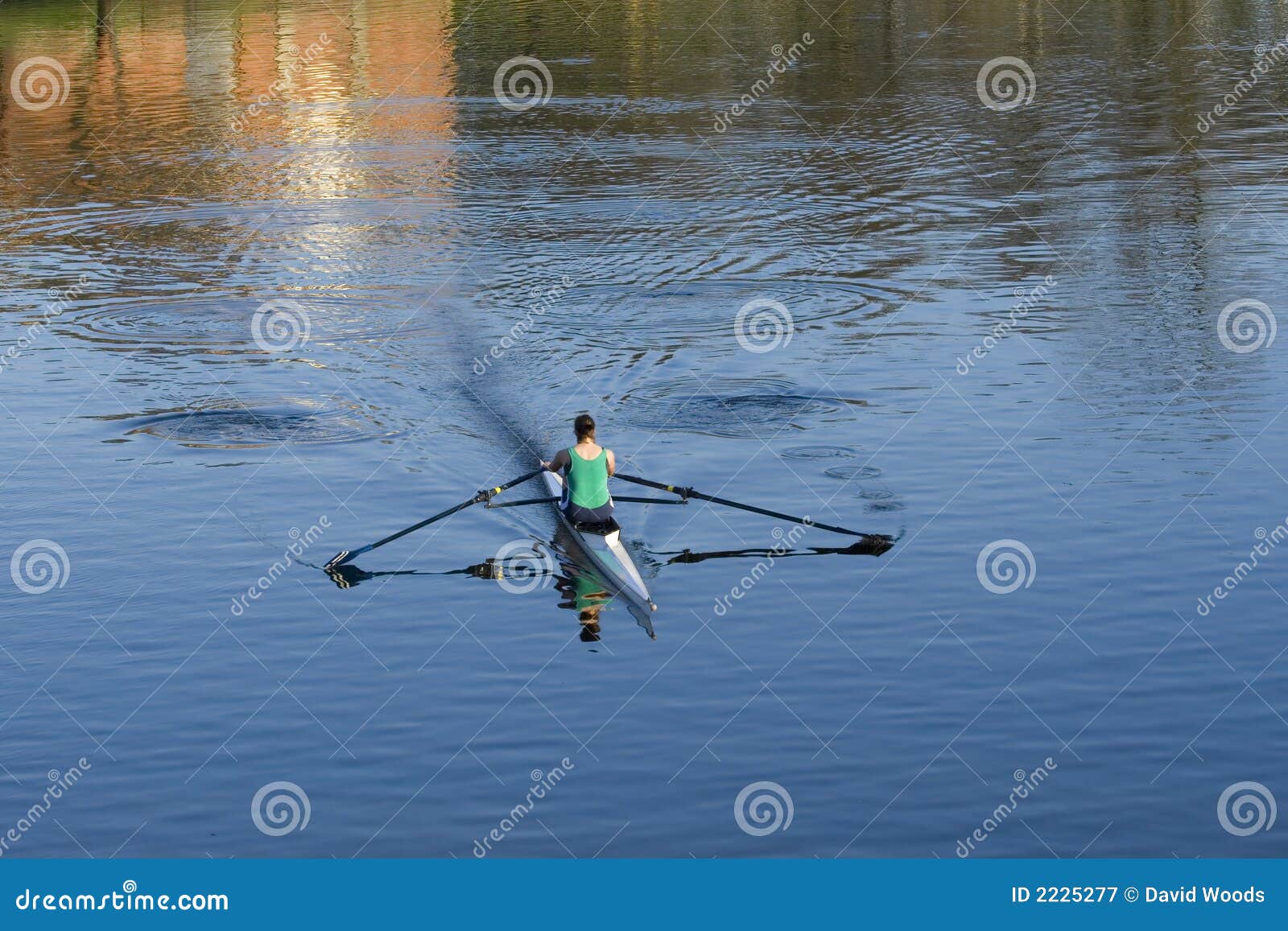 Blue sculler stock image. Image of river, sunlight, paddle - 2225277