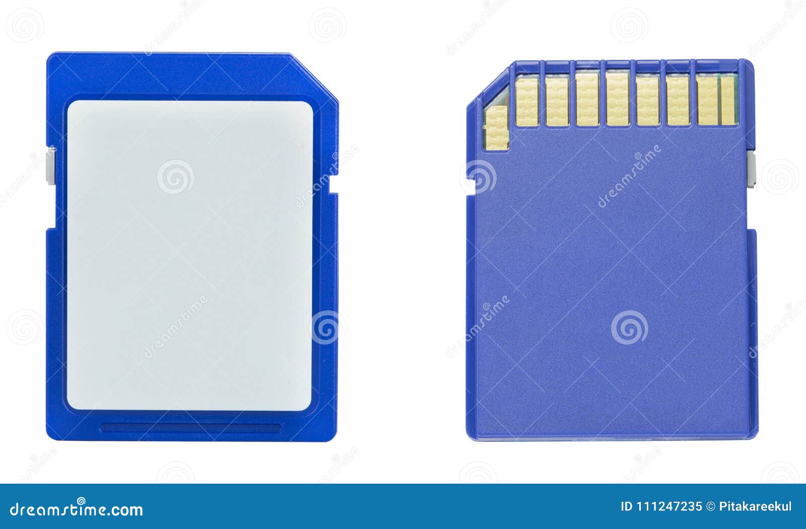 Blue Sd Card with Empty Nameplate Isolated on White Background W Stock ...