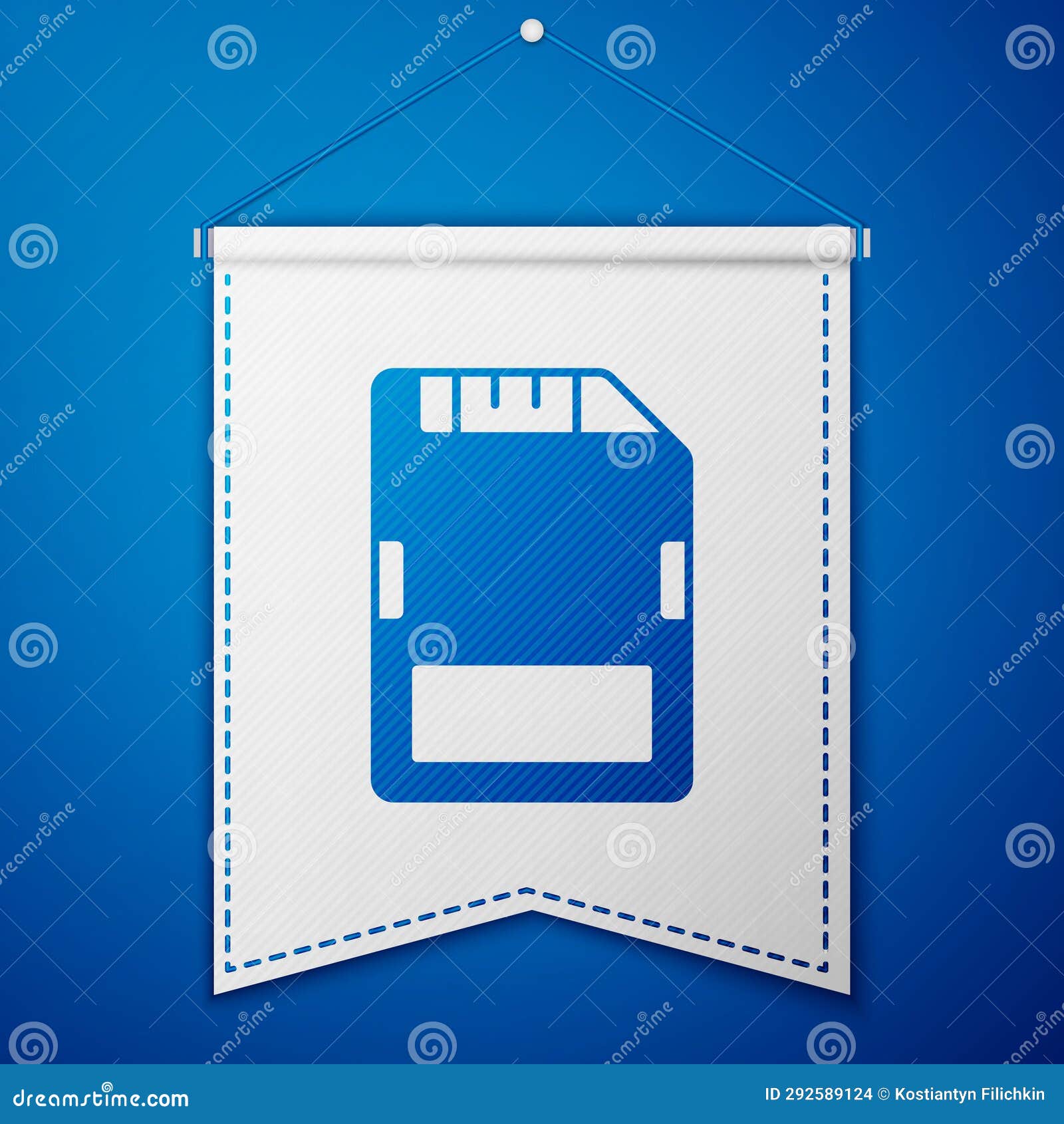 Blue SD Card Icon Isolated on Blue Background. Memory Card. Adapter ...