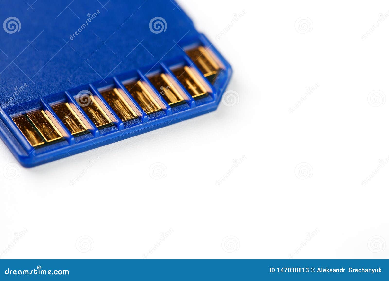 Blue SD Memory Card Isolated on White. Concept Stock Image - Image of ...