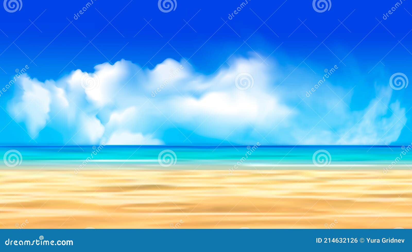 Blue Sea with Beach and Clouds. Bali Vector Graphics Stock Vector ...