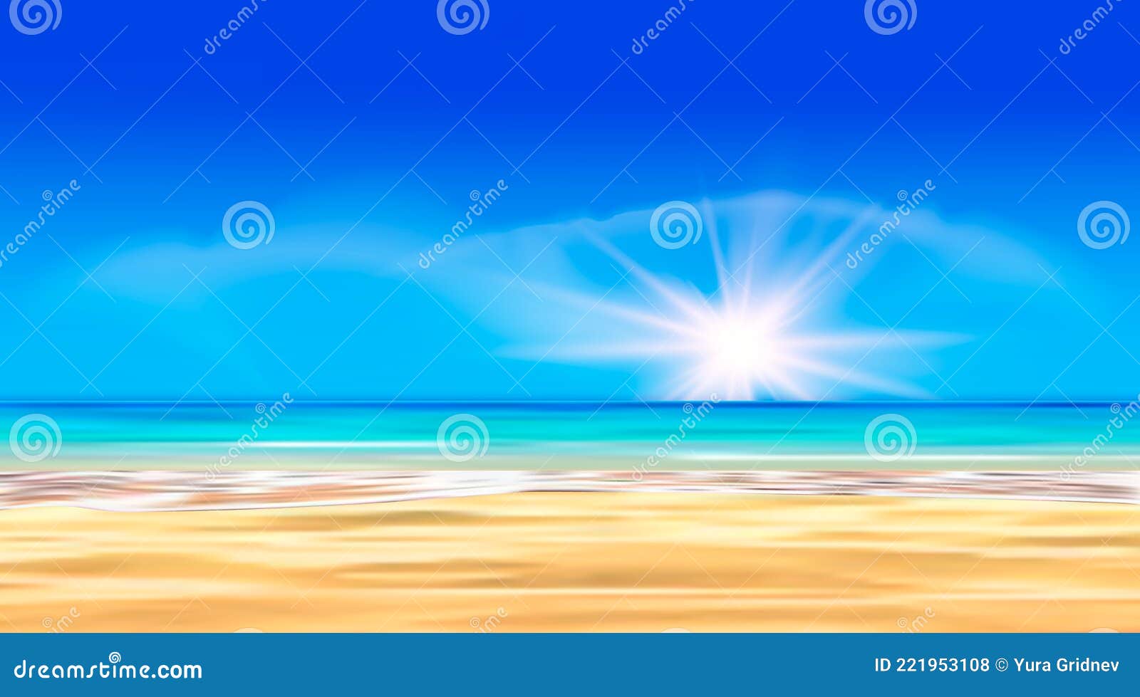 Blue Sea with Beach and Clouds. Bali Vector Graphics Stock Vector ...