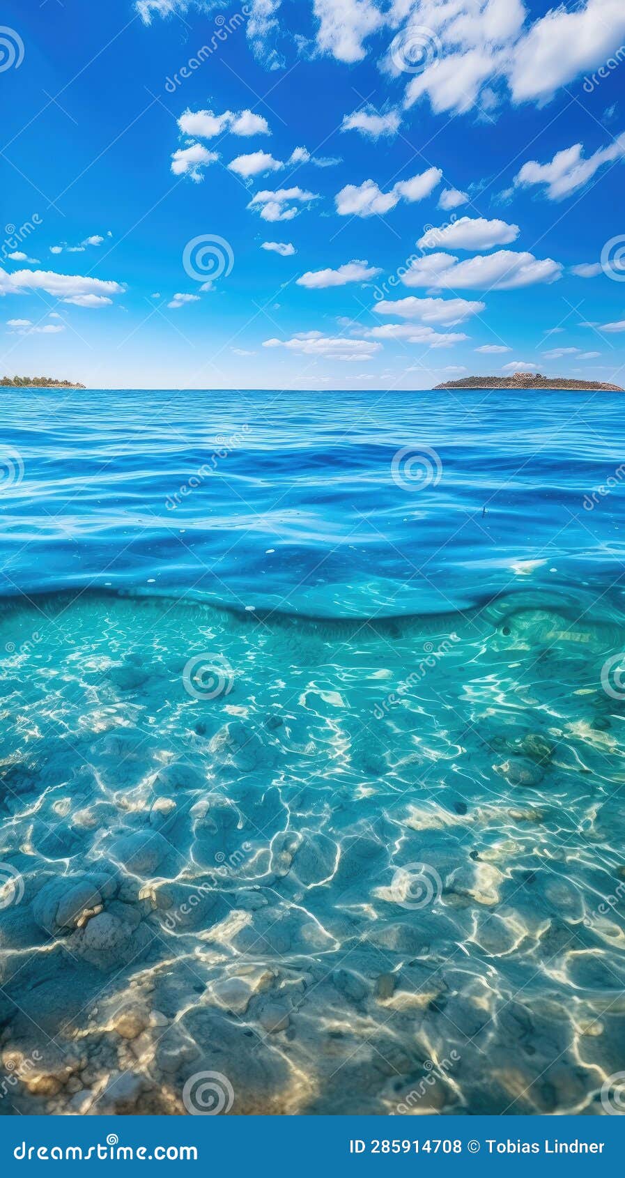 Blue Sea and Blue Sky with Clouds Stock Photo - Image of horizon ...