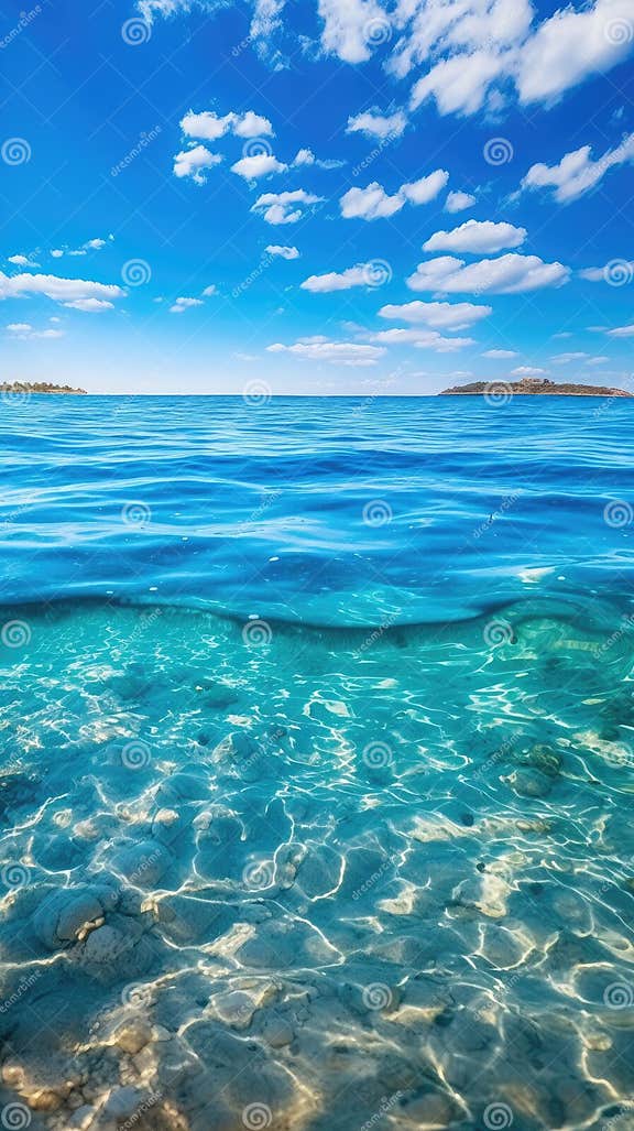 Blue Sea and Blue Sky with Clouds Stock Photo - Image of horizon ...