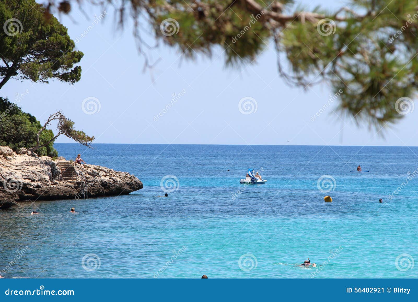 Blue sea editorial photo. Image of cala, people, trees - 56402921