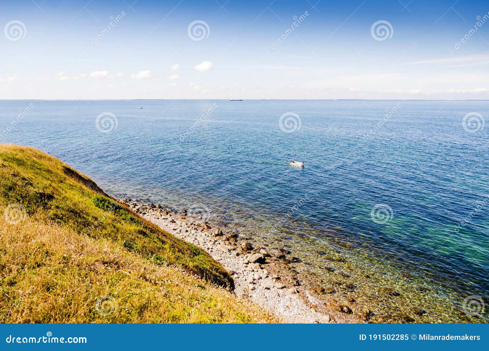 Blue Sea with Cliffs Down To the Beach in Fyns Hoved, Denmark. Denmark ...