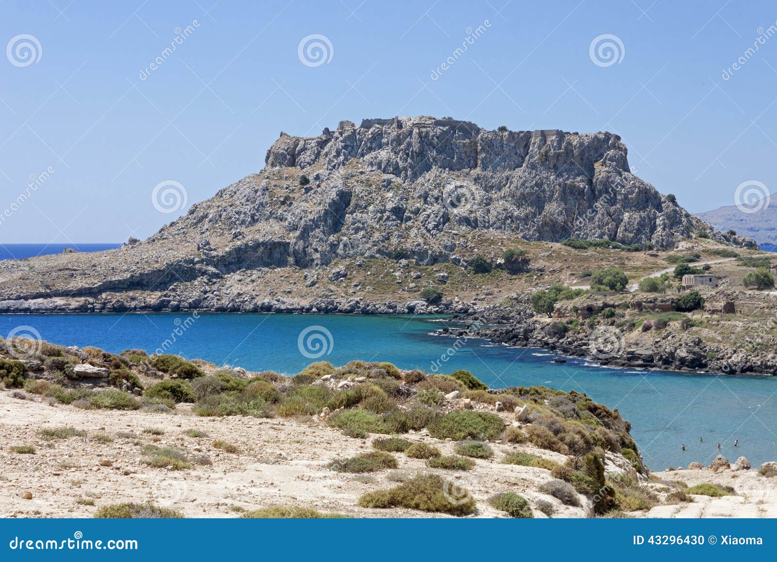 The Blue Sea at Haraki, Rhodes Stock Photo - Image of island, view ...
