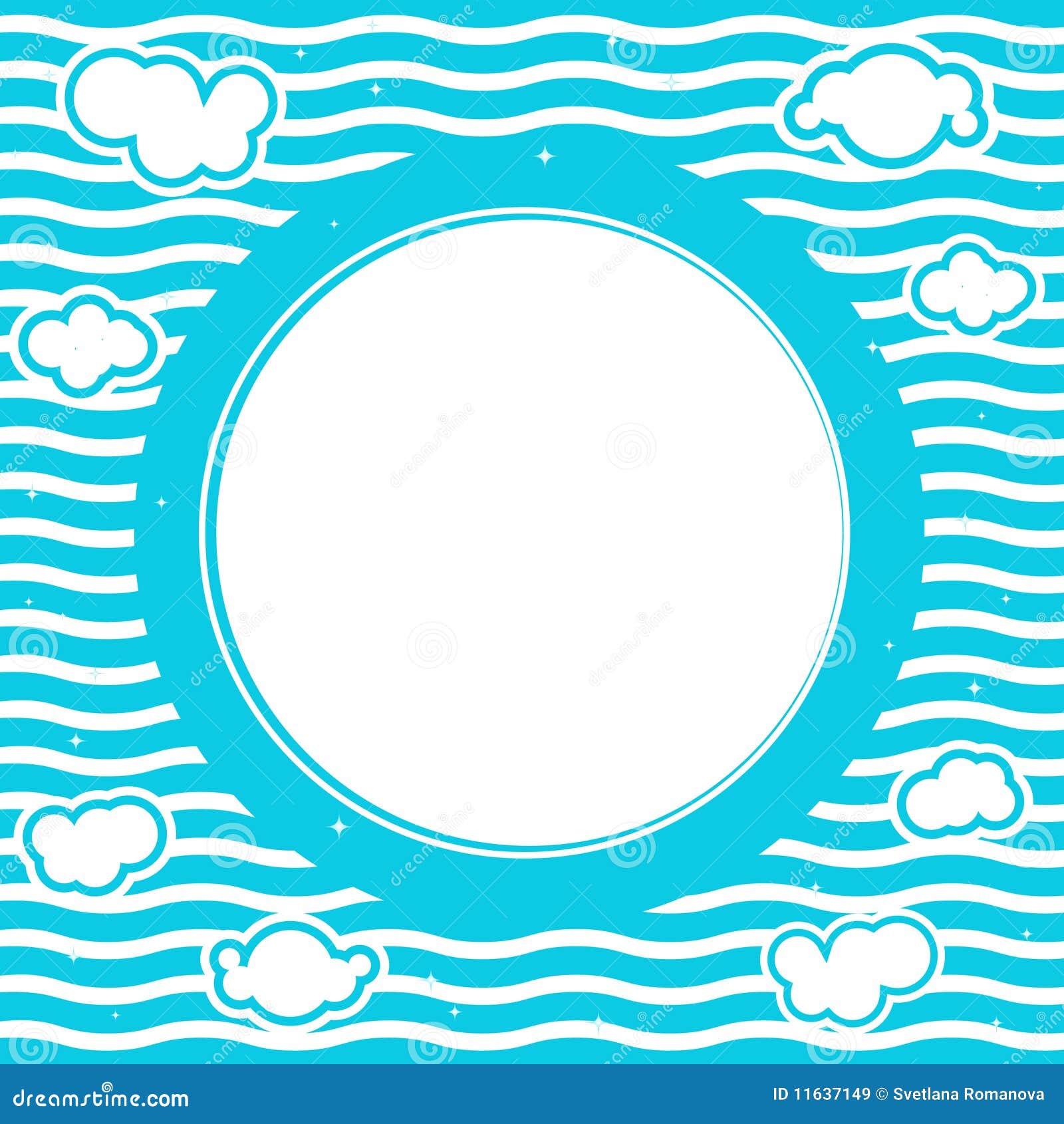 Blue sea round frame stock vector. Illustration of retro - 11637149