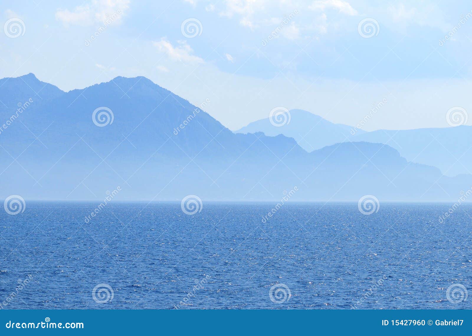 Blue Sea Scape with Mountains Stock Photo - Image of ripples, lake ...