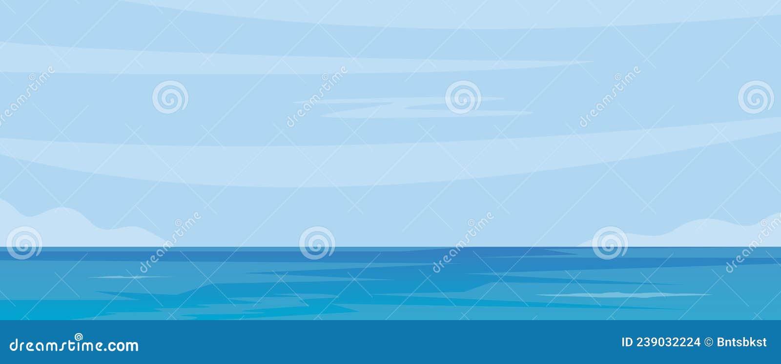Blue Sea and Sky Background. Calm Sea Surface, Sky, Clouds Stock Vector ...