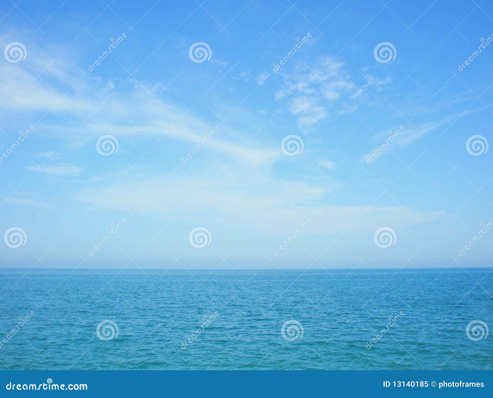 Blue Sea and Sky Horizon with Clouds Stock Image - Image of water ...