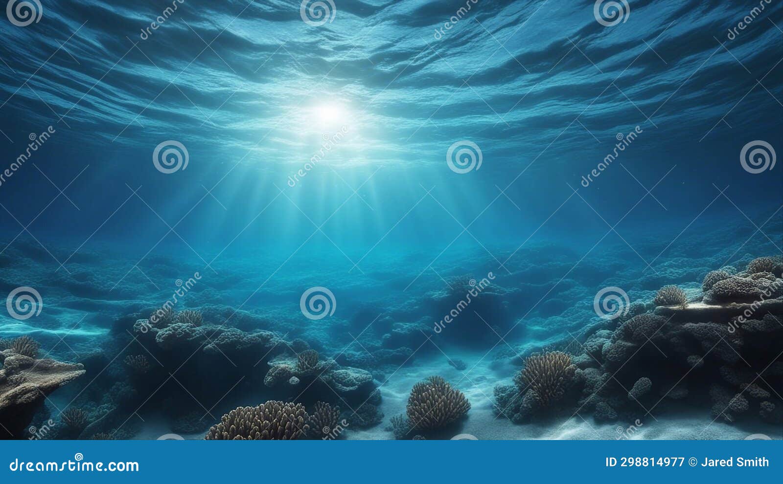 Blue Sea and Sun a Beautiful Underwater Scene Stock Image - Image of ...