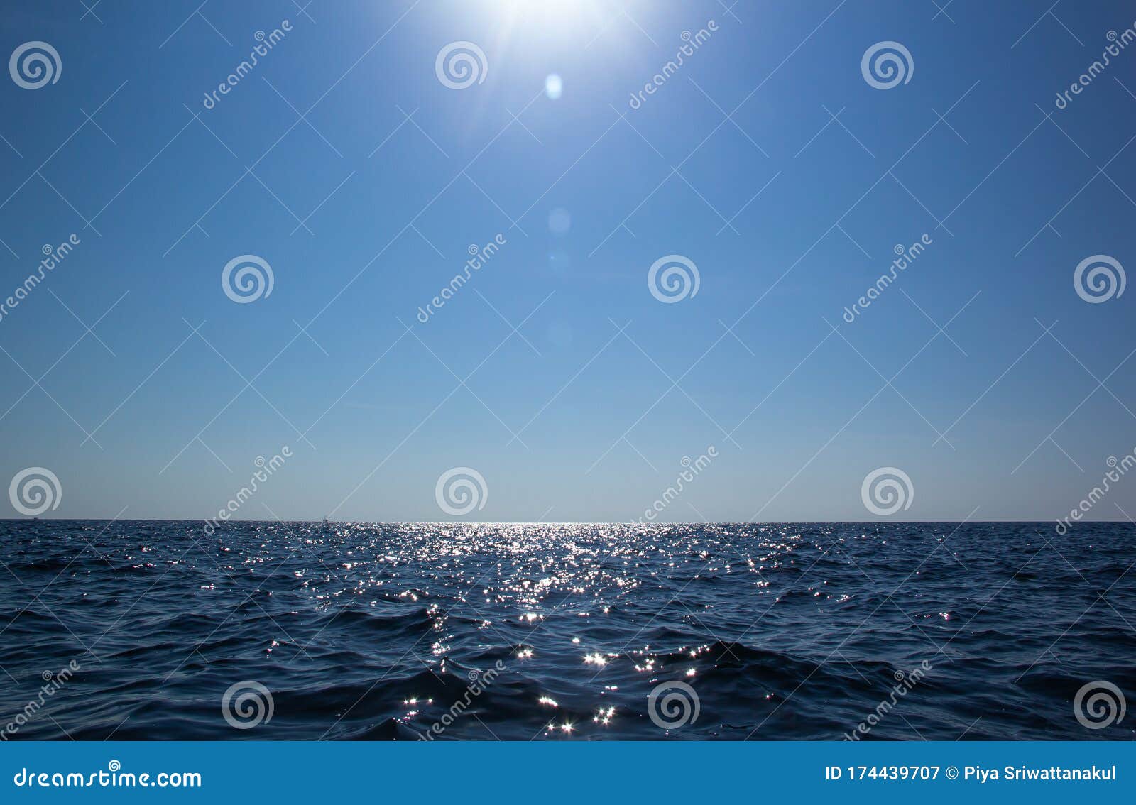 Blue sea and sun on sky stock image. Image of beauty - 174439707