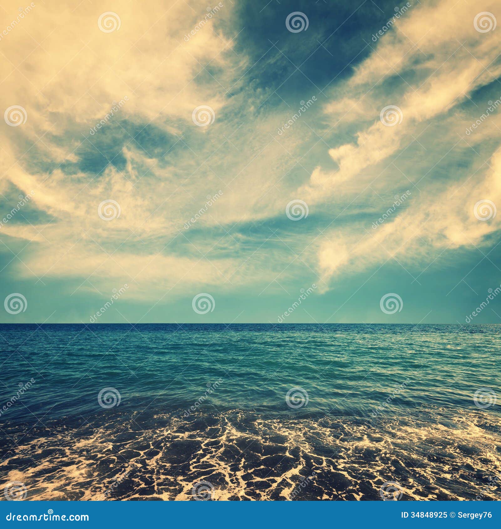 Blue Sea Water and Beautiful Clouds Stock Image - Image of surface ...