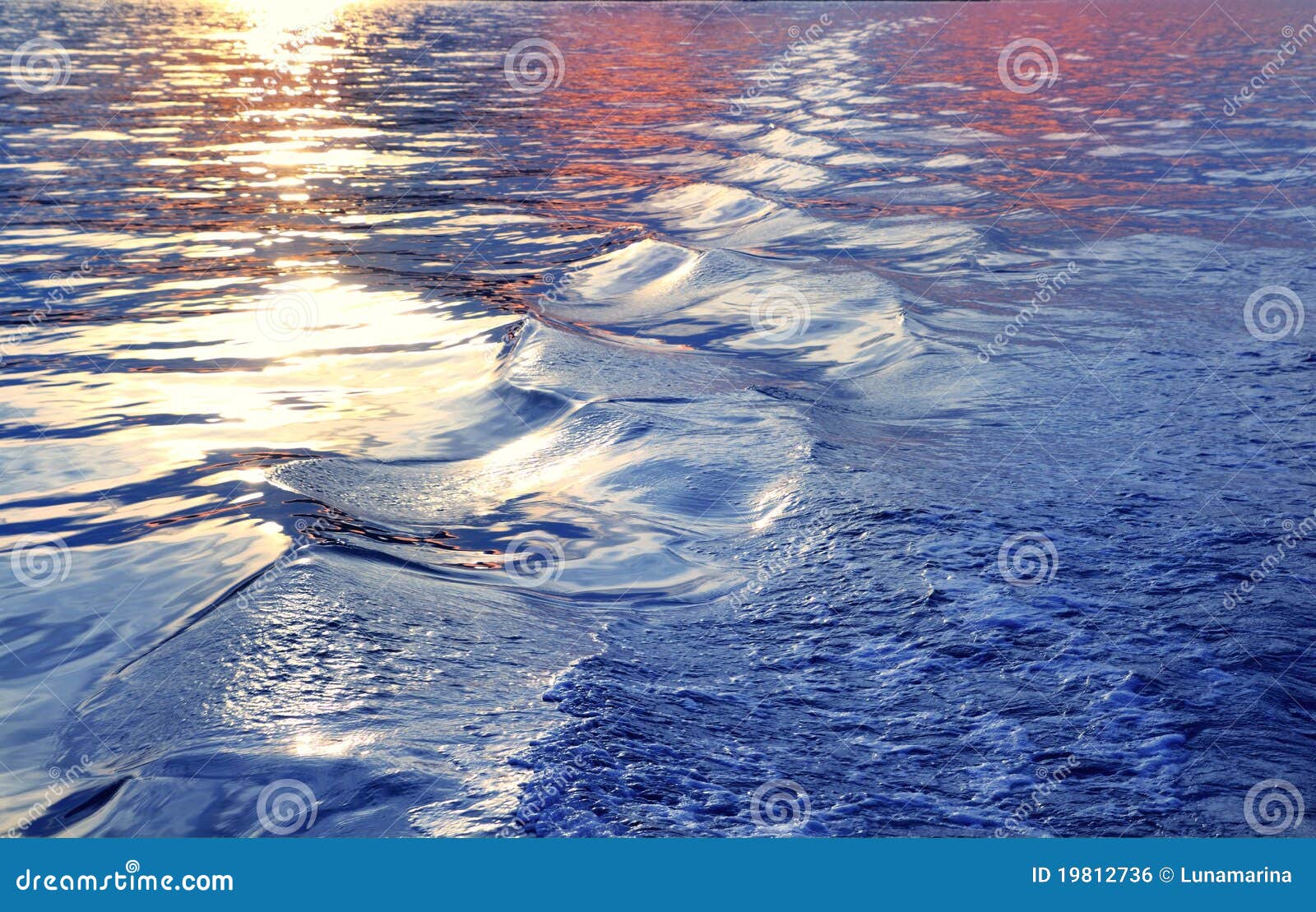 Blue Sea Water Waves Sunset from Ship Wake Stock Photo - Image of stern ...