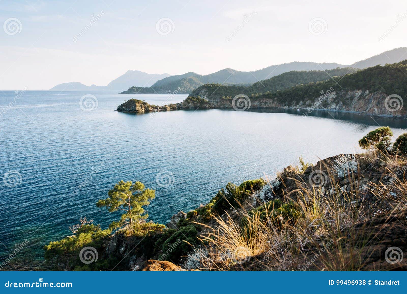 Blue Sea Wave of Mediterranean Sea on Turkish Coast in the Evening ...