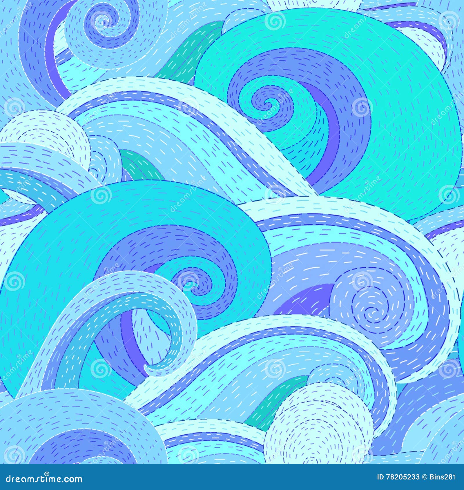 Blue sea stock vector. Illustration of hand, river, pattern - 78205233