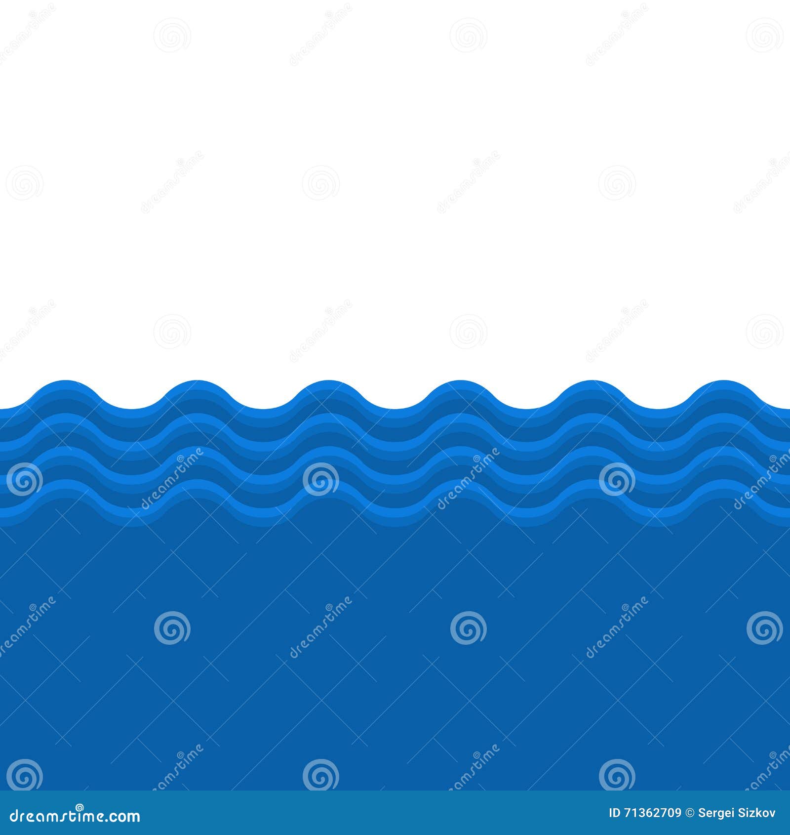 Blue Sea Wave Seamless Background. Vector Stock Vector - Illustration ...