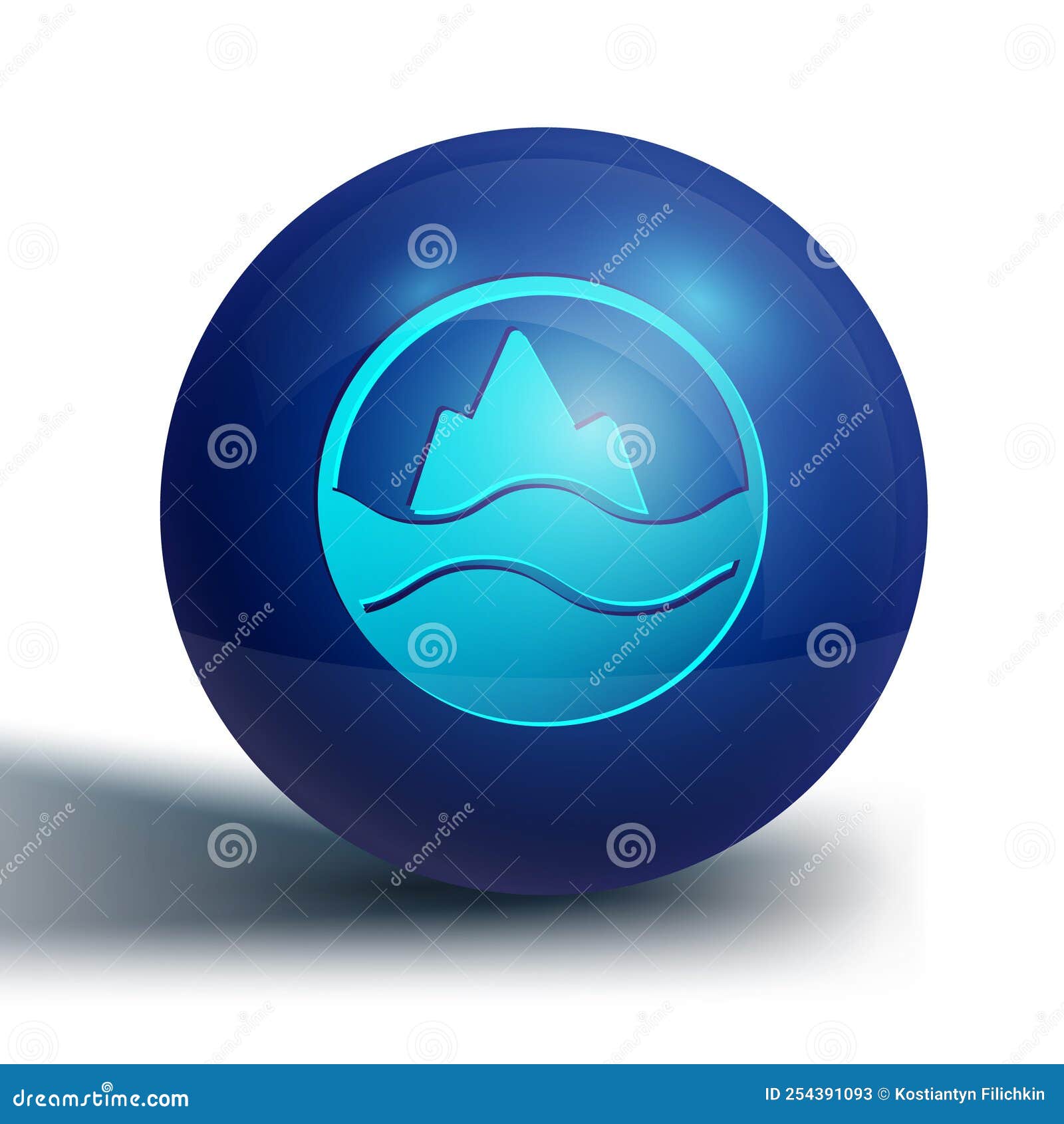 Blue Sea and Waves Icon Isolated on White Background. Blue Circle ...