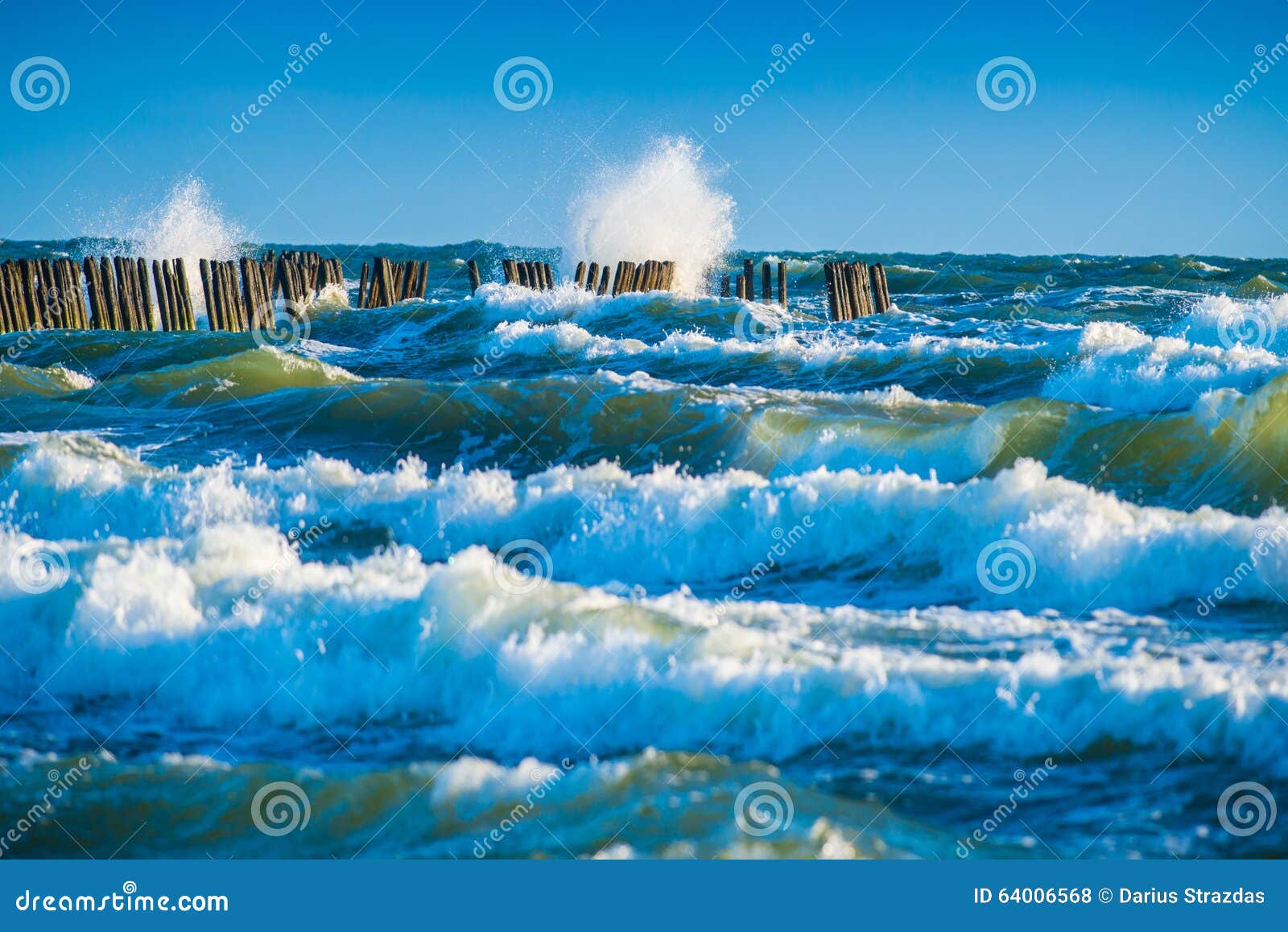 Blue sea waves stock photo. Image of color, panorama - 64006568