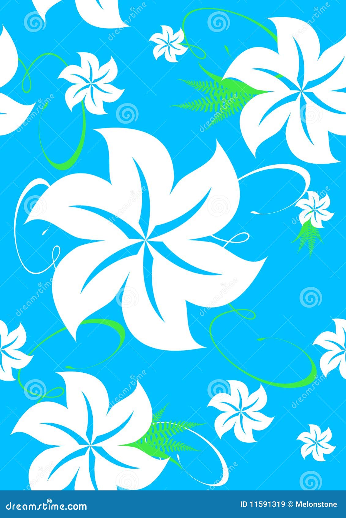 Blue Seamless Aloha Hawaiian Pattern Stock Illustration - Illustration ...