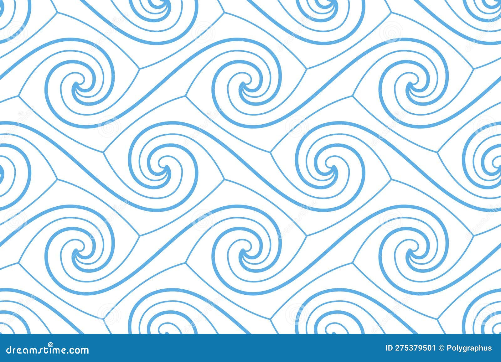 Blue Seamless Curly Waves Pattern Vector Illustration Stock Vector - Illustration of line, curve ...