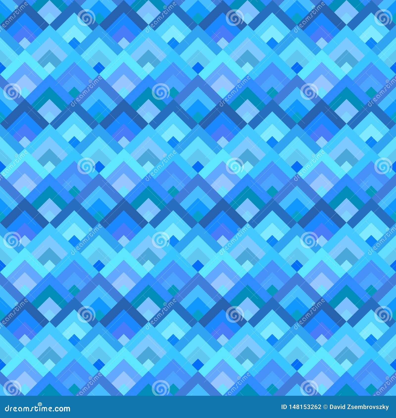 Blue Seamless Diagonal Square Pattern - Vector Tile Mosaic Background ...