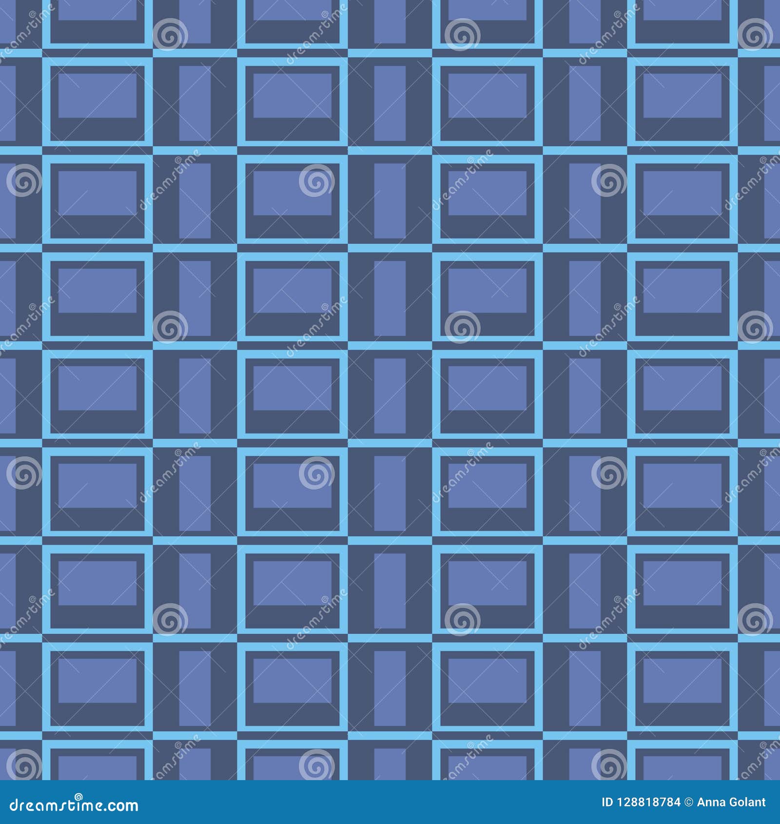 Blue Seamless Geometric Pattern with Different Combinations of Squares ...