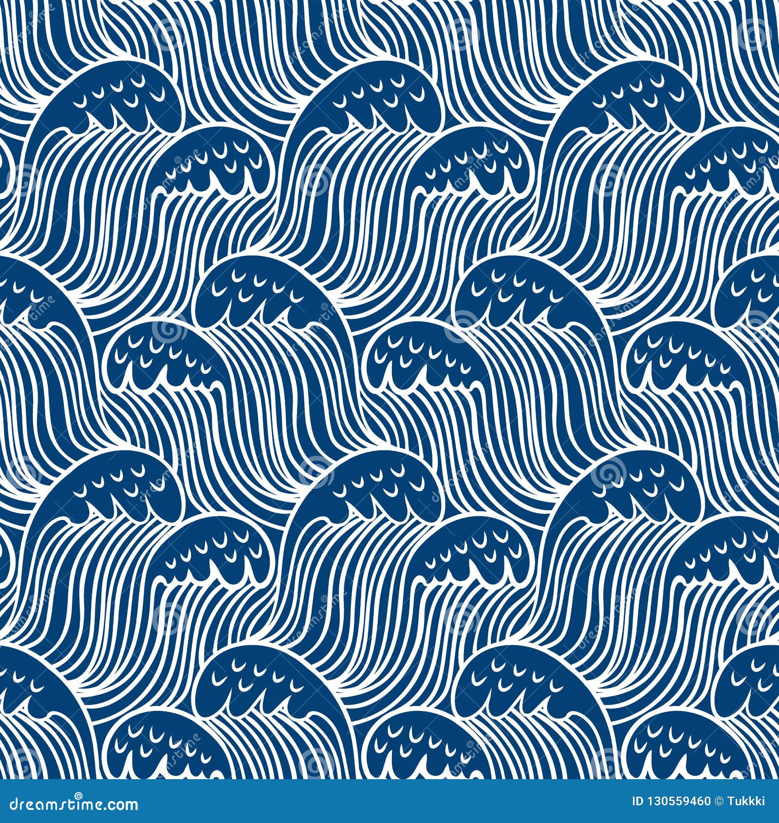 Blue Seamless Nautic Wave Pattern, Linear Design Stock Vector ...