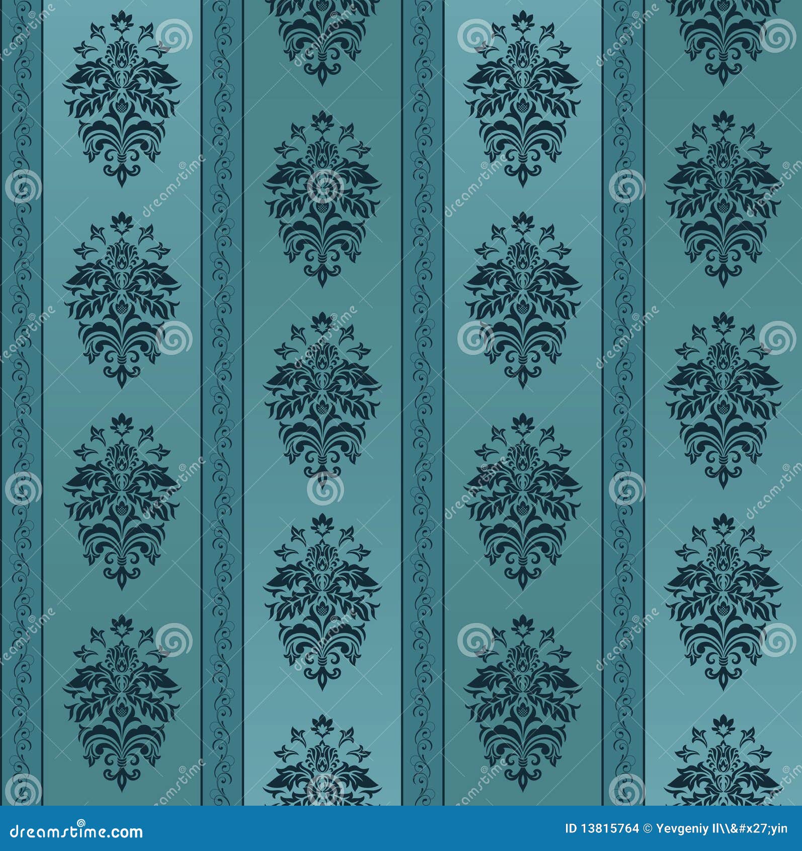 Blue Seamless Ornate Pattern Stock Vector - Illustration of baroque ...