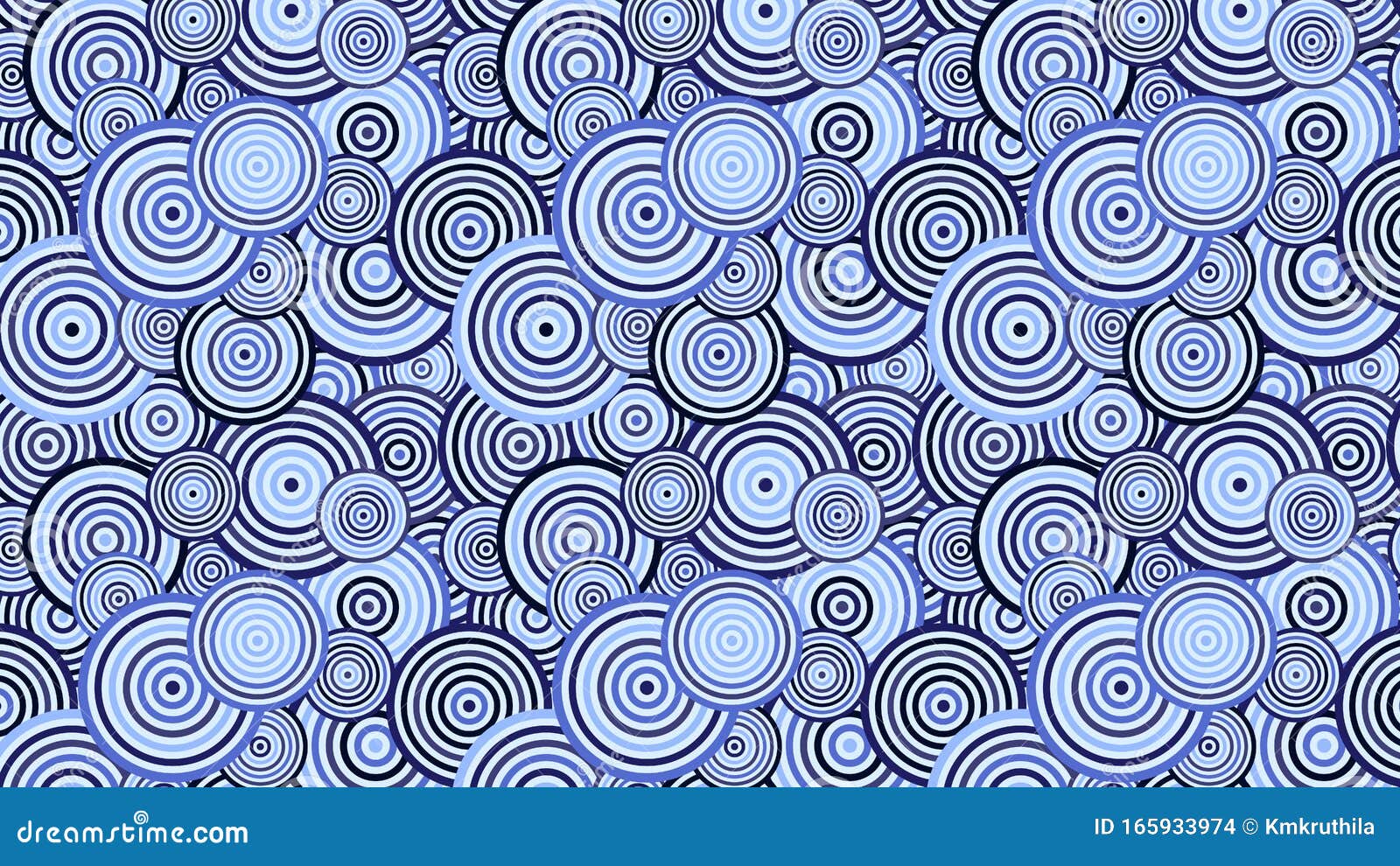 Blue Seamless Overlapping Concentric Circles Pattern Background Vector ...
