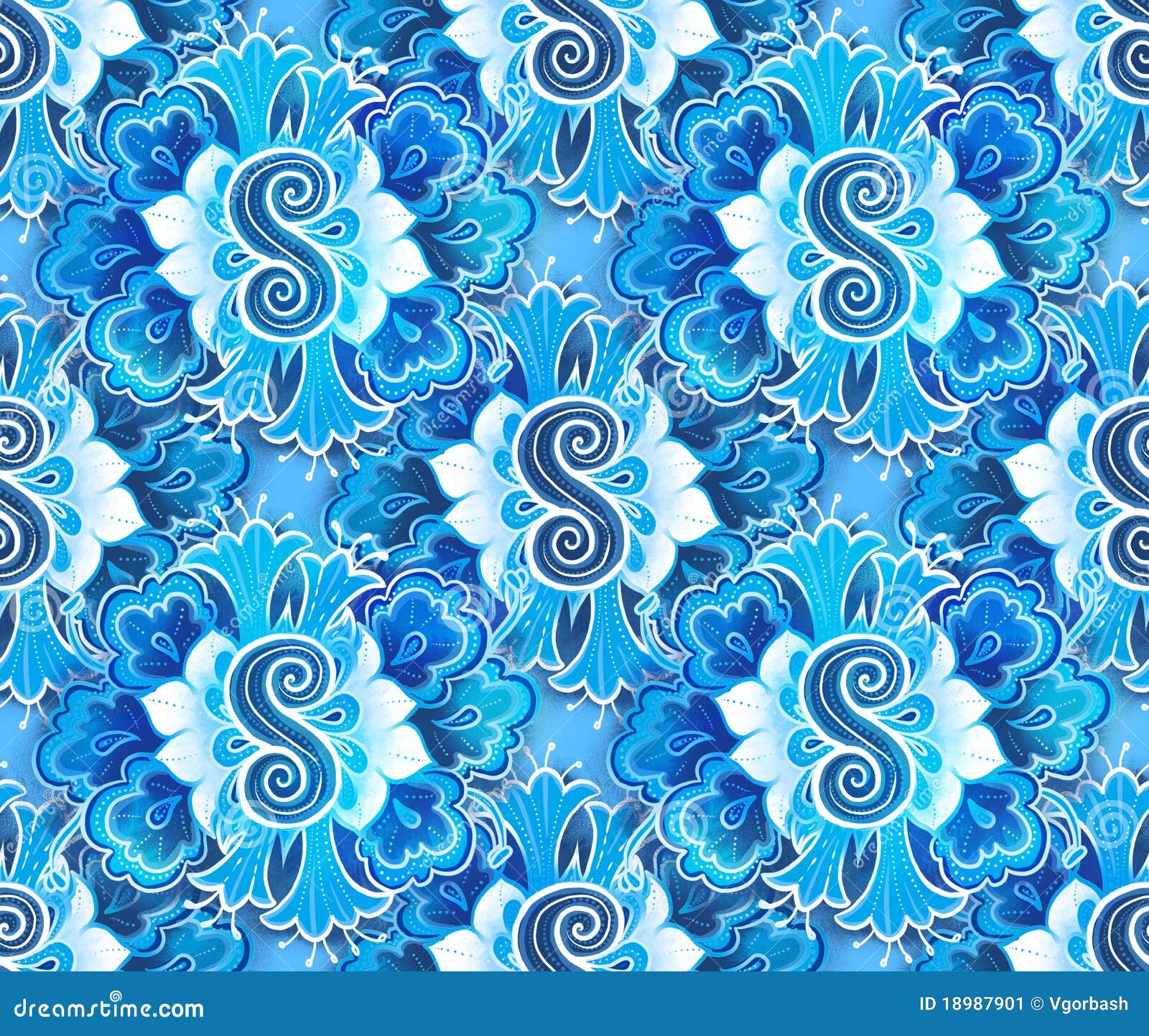 Blue seamless pattern stock illustration. Illustration of drawing ...