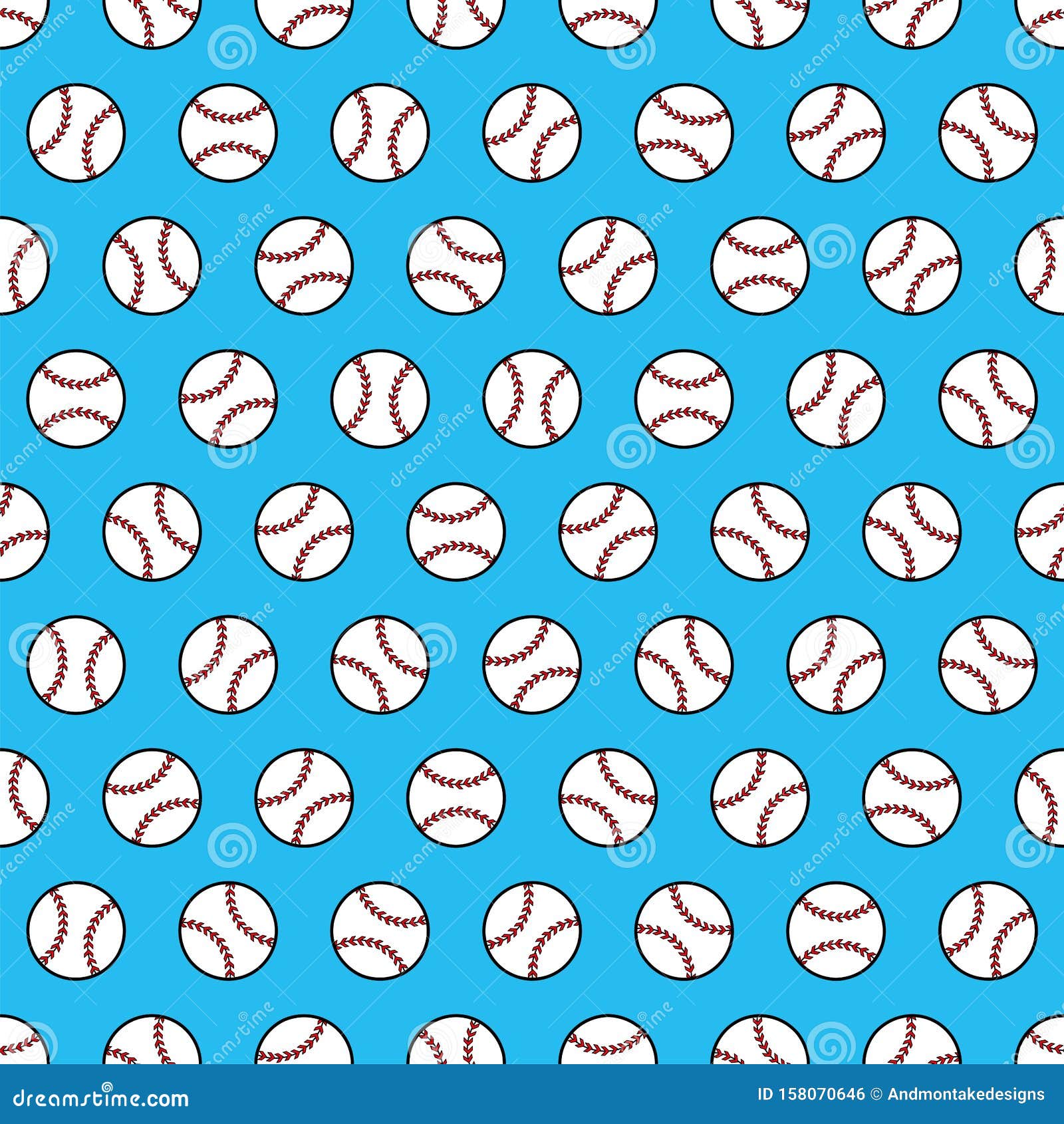 Blue Seamless Pattern with Baseballs Stock Vector - Illustration of ...