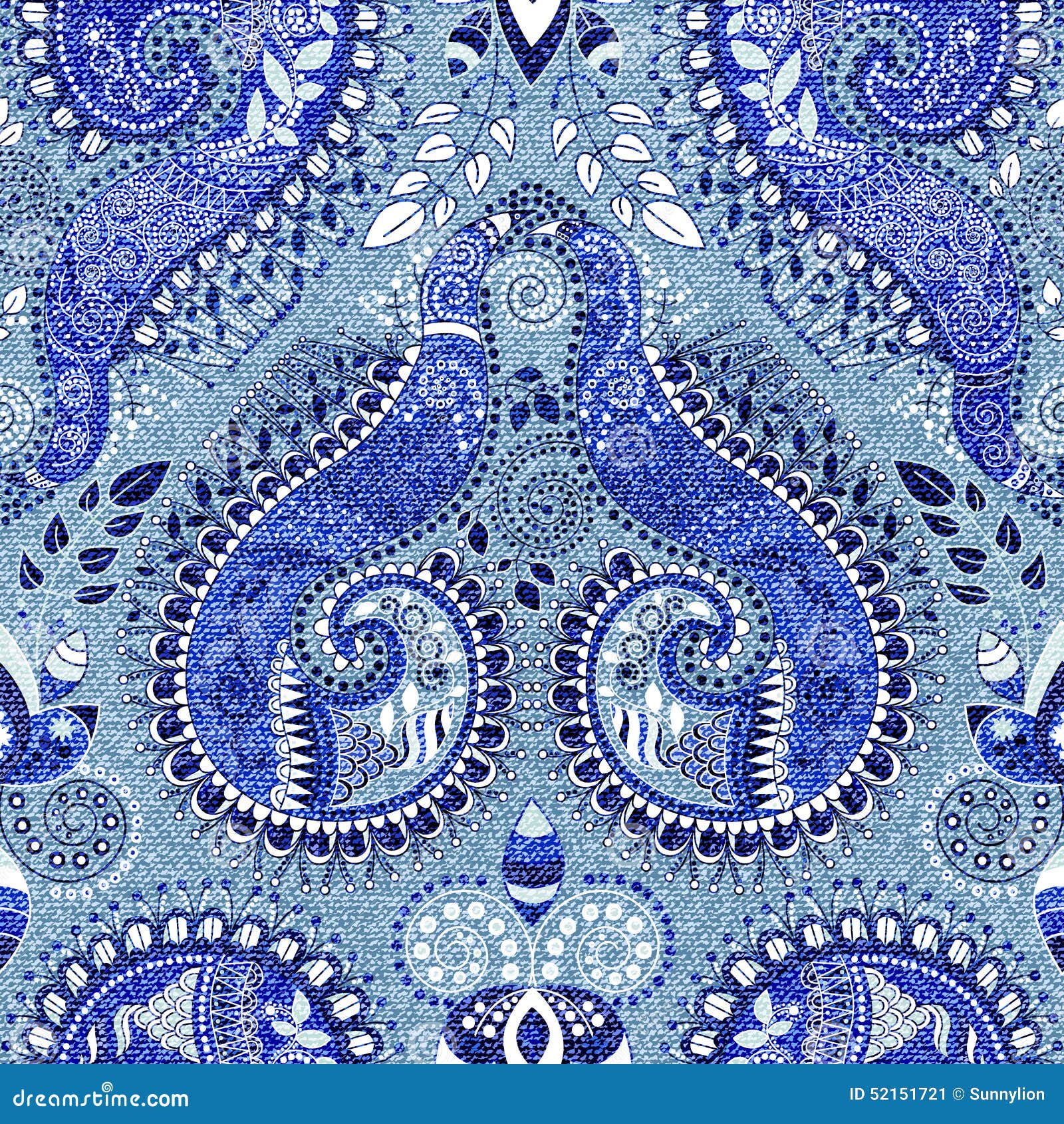 Blue seamless pattern stock vector. Illustration of floral - 52151721