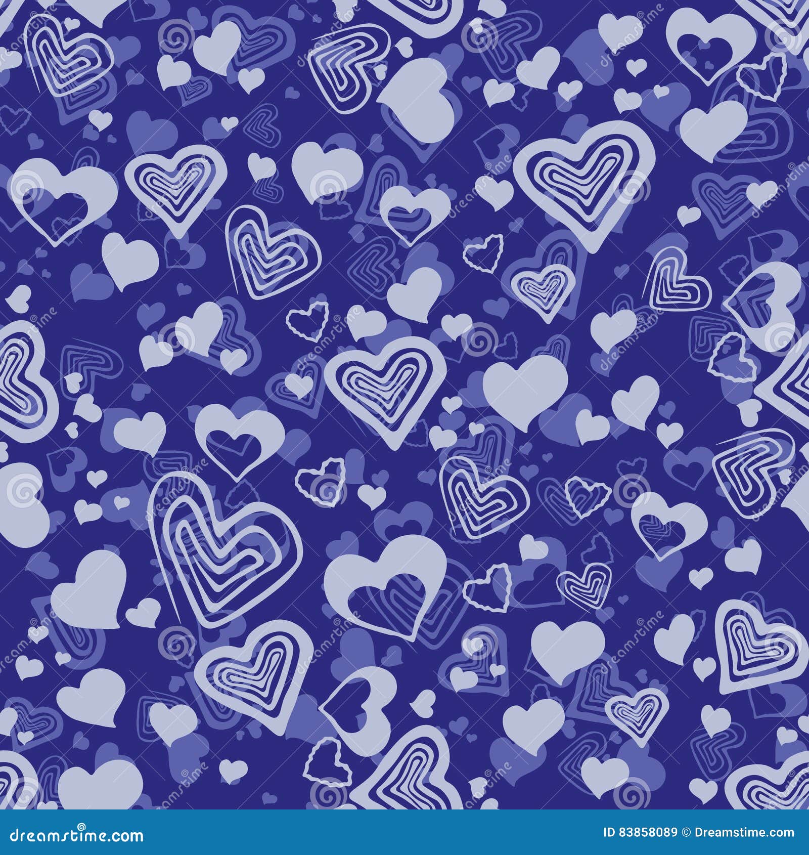 Blue Seamless Pattern with Hearts Stock Vector - Illustration of paper ...