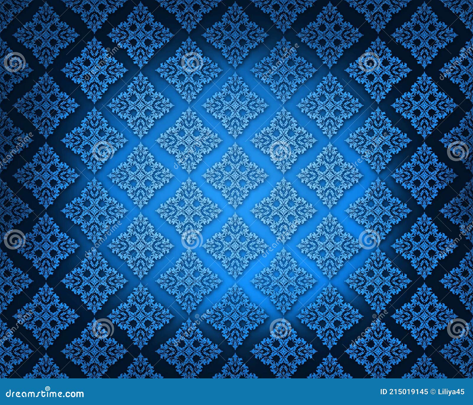 Blue Seamless Pattern with Motifs . Stock Illustration - Illustration ...