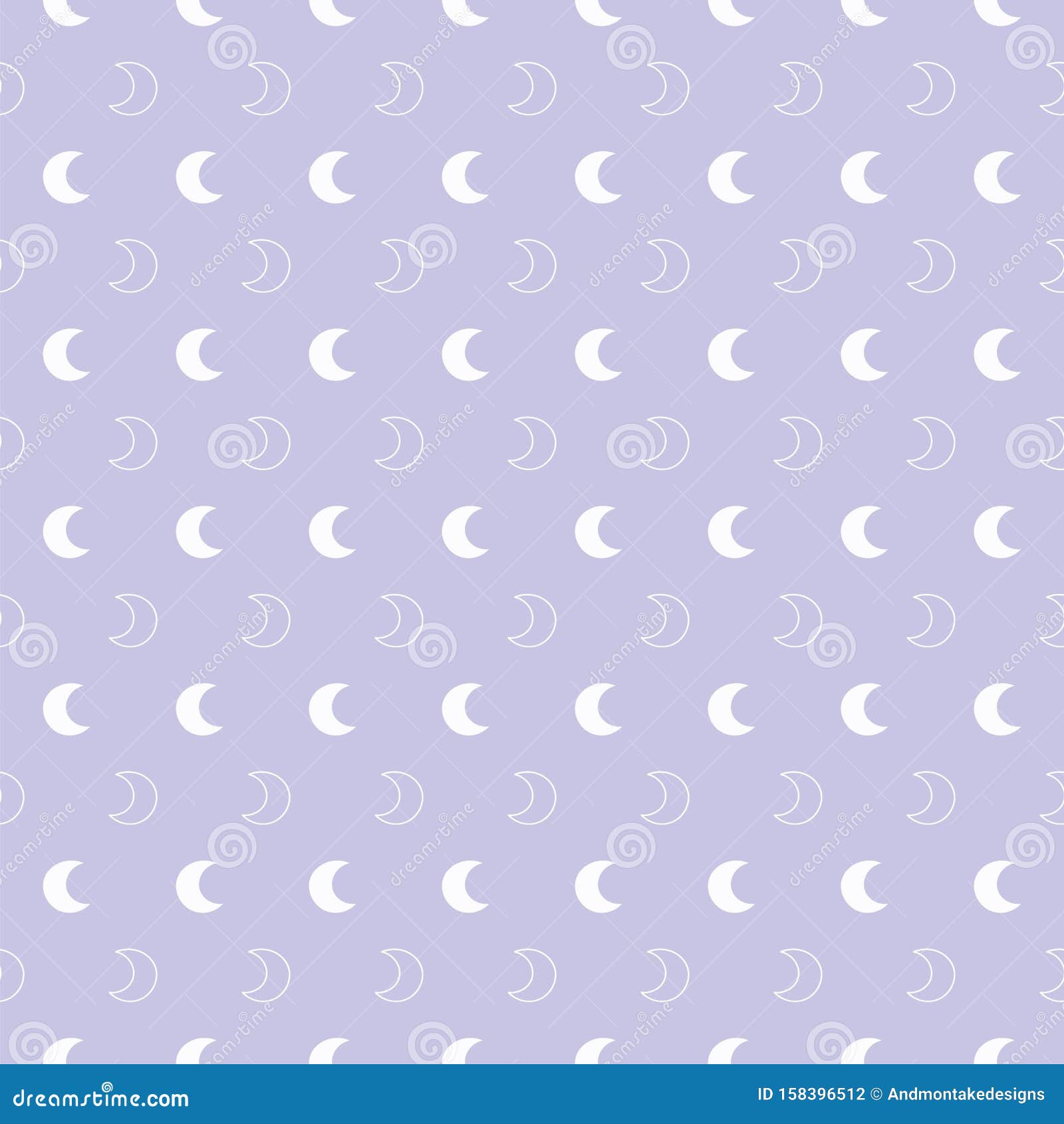 Blue Seamless Pattern with White Moon Stock Vector - Illustration of ...