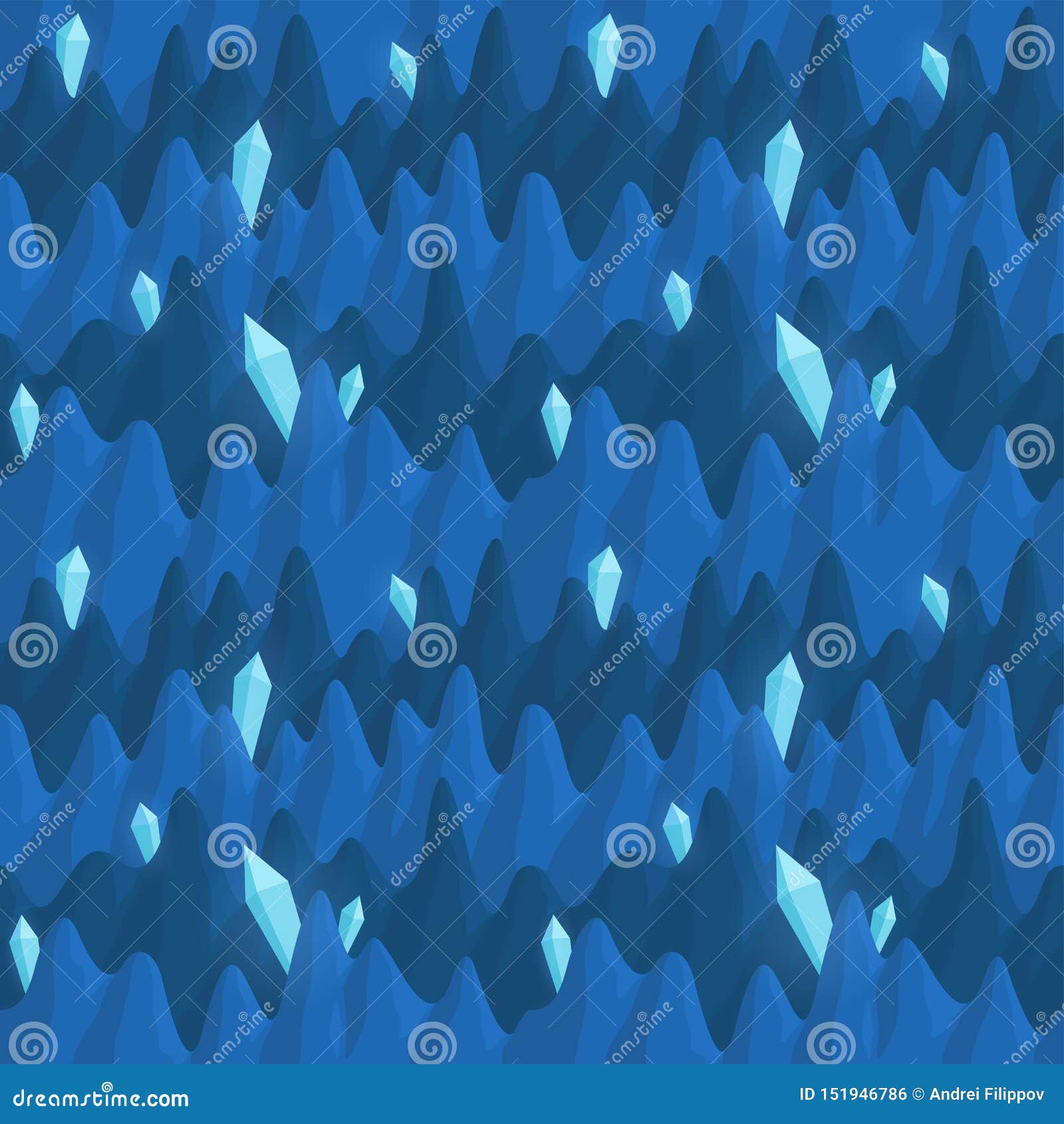 Blue Seamless Pattern with White Shiny Diamonds Stock Vector ...