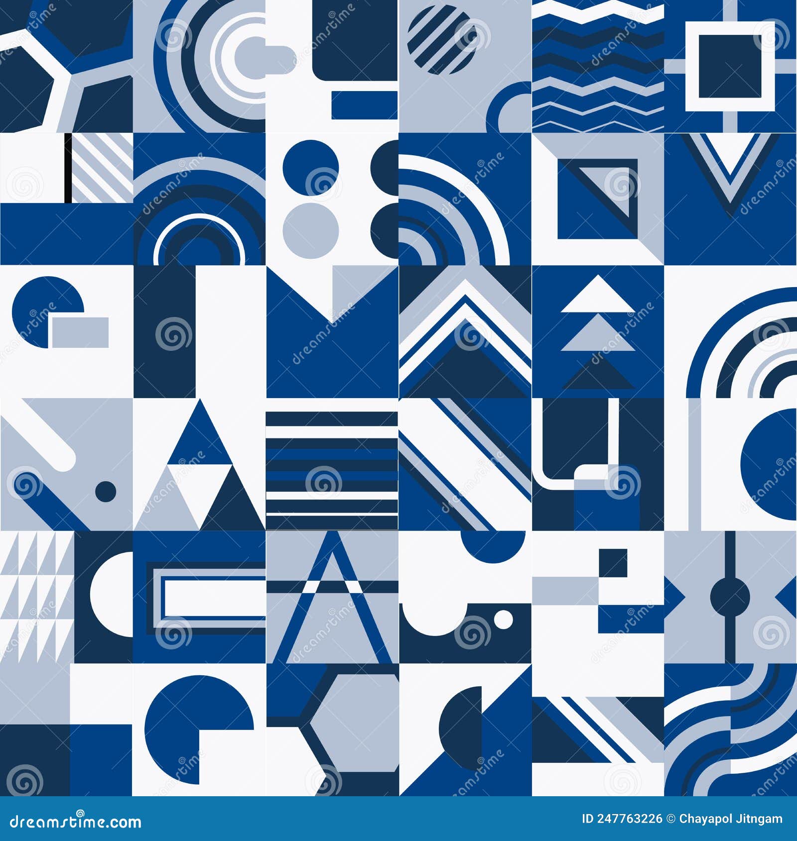 Blue Seamless Patterns Design . Inspiration from Memphis Art Stock ...