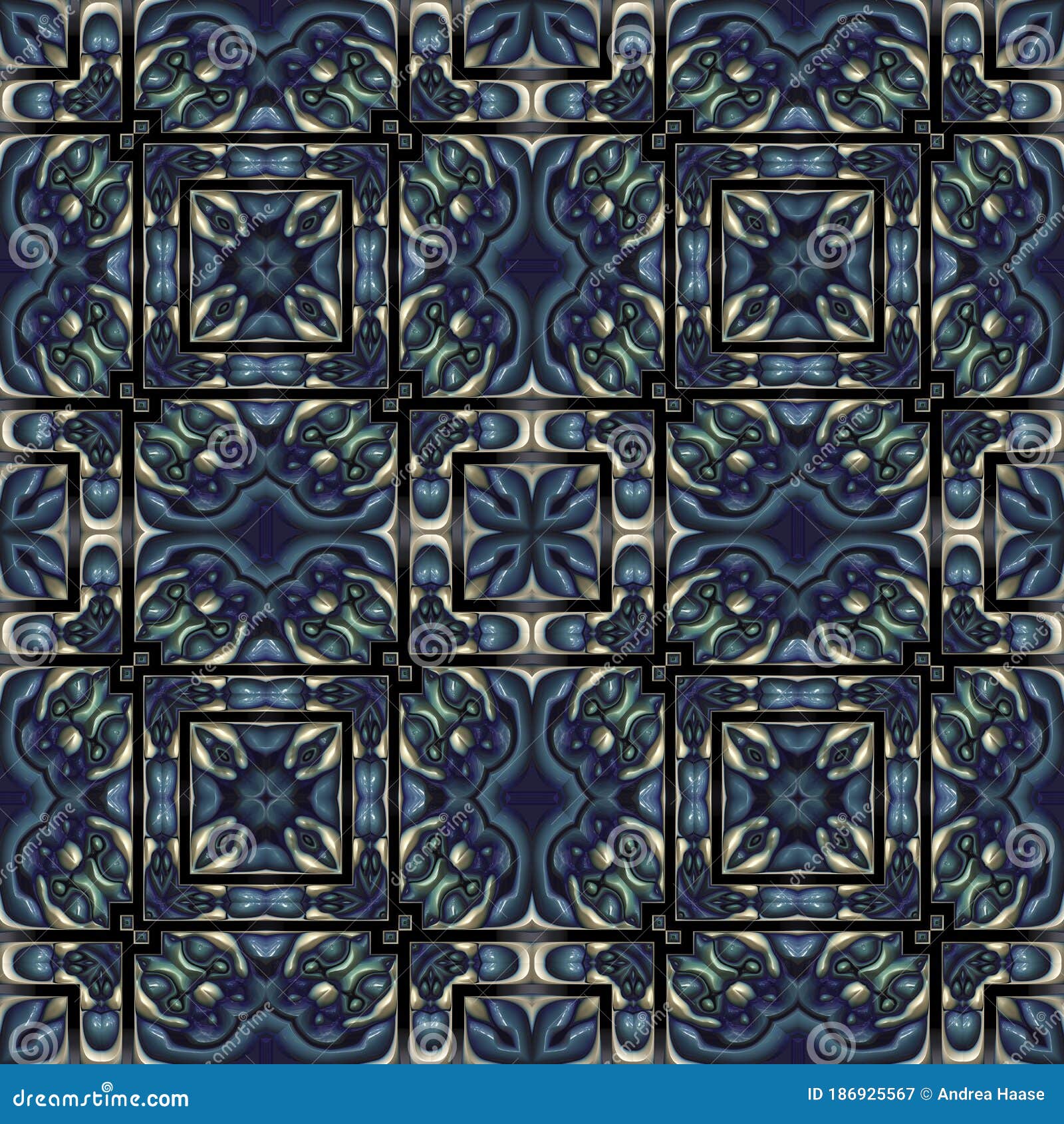 Blue Seamless Repeating Pattern Tile Stock Illustration - Illustration ...