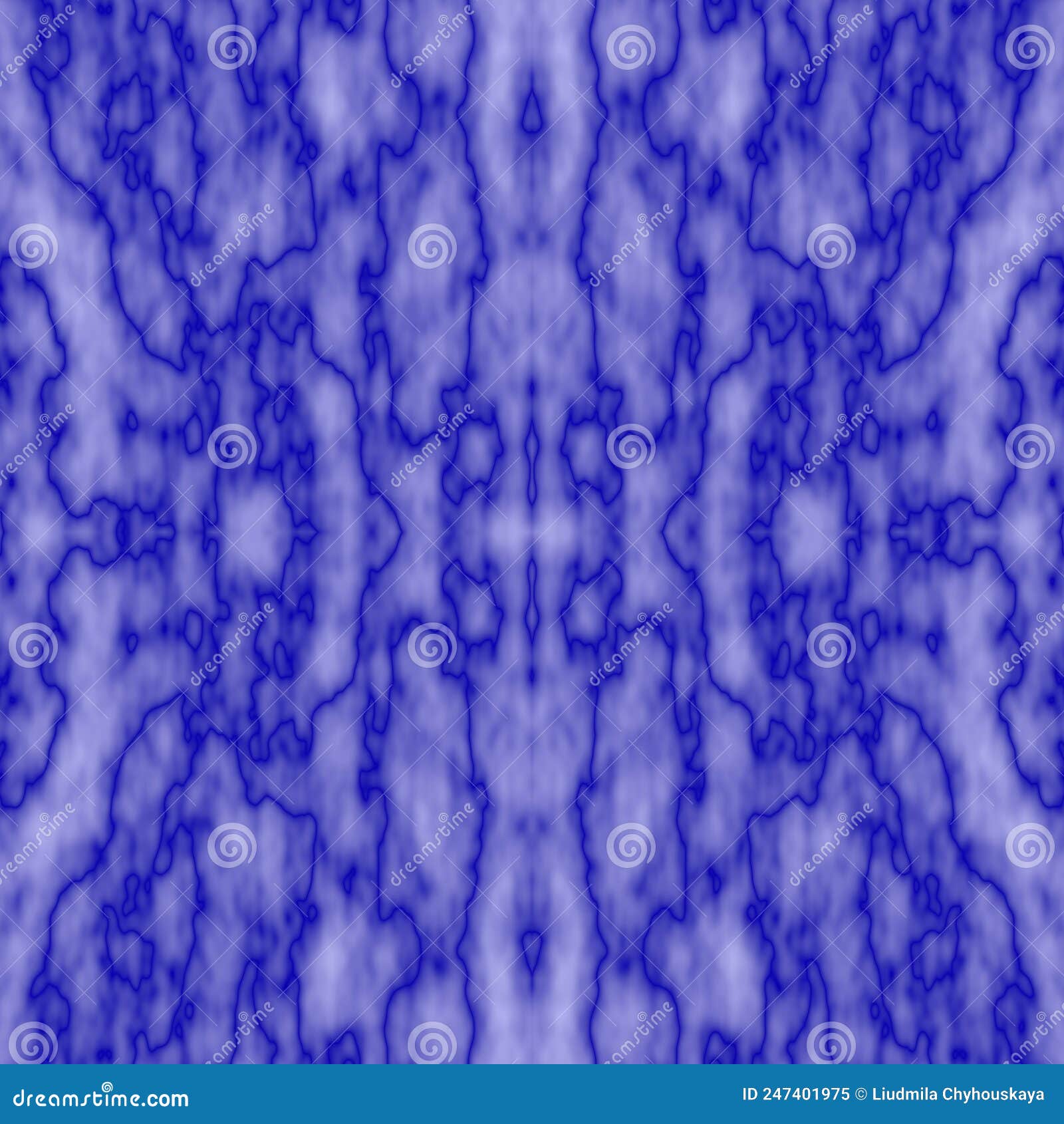 Blue Seamless Texture. Blue Abstraction with Symmetrical, Mirror ...