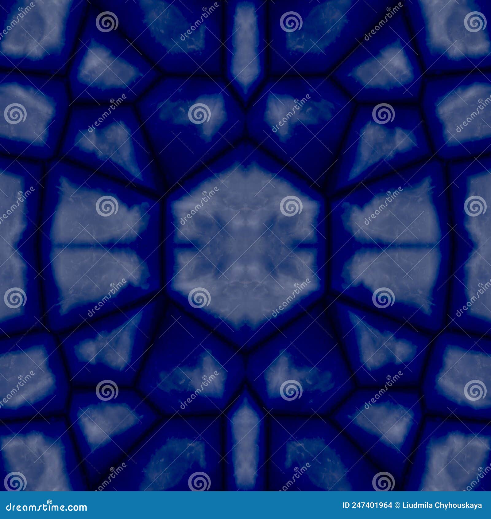 Blue Seamless Texture. Blue Abstraction with Mesh, Mirror, Symmetrical ...