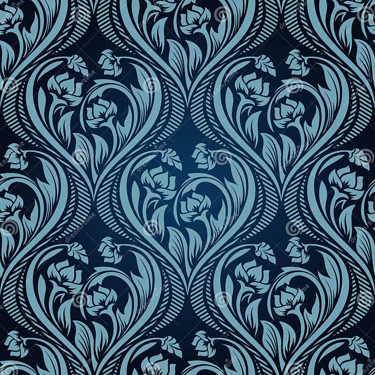 Blue seamless wallpaper stock vector. Illustration of decorative - 10476109