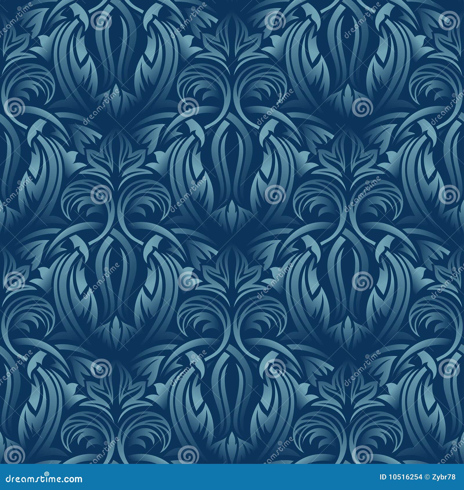 Blue seamless wallpaper stock vector. Illustration of curtains - 10516254