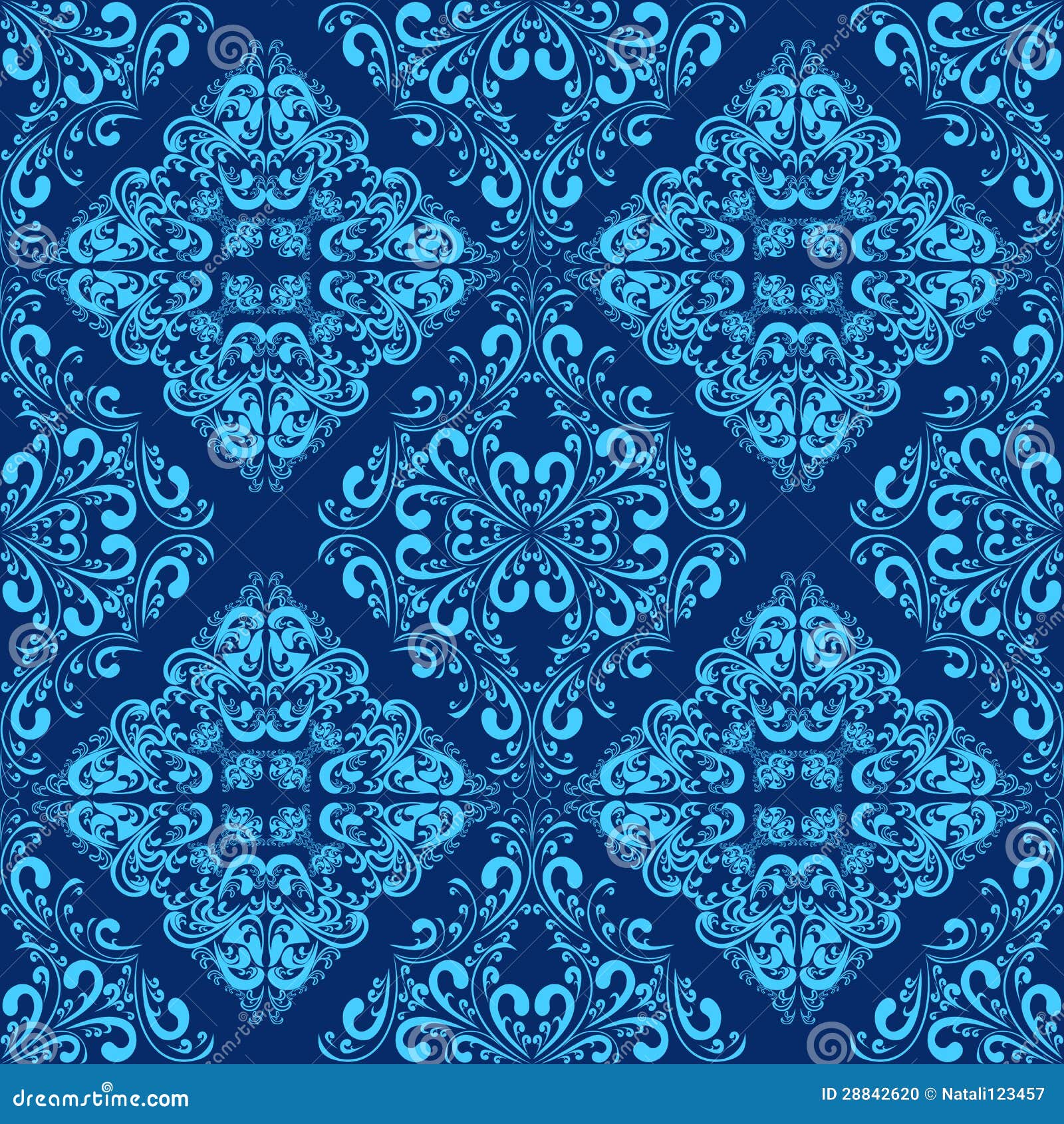 Blue seamless wallpaper. stock vector. Illustration of regency - 28842620