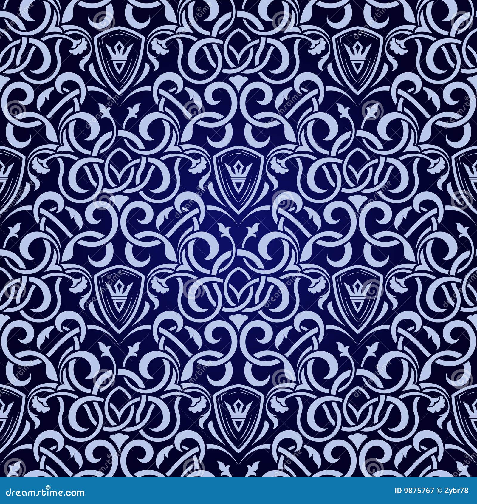 Blue seamless wallpaper stock vector. Illustration of decor - 9875767