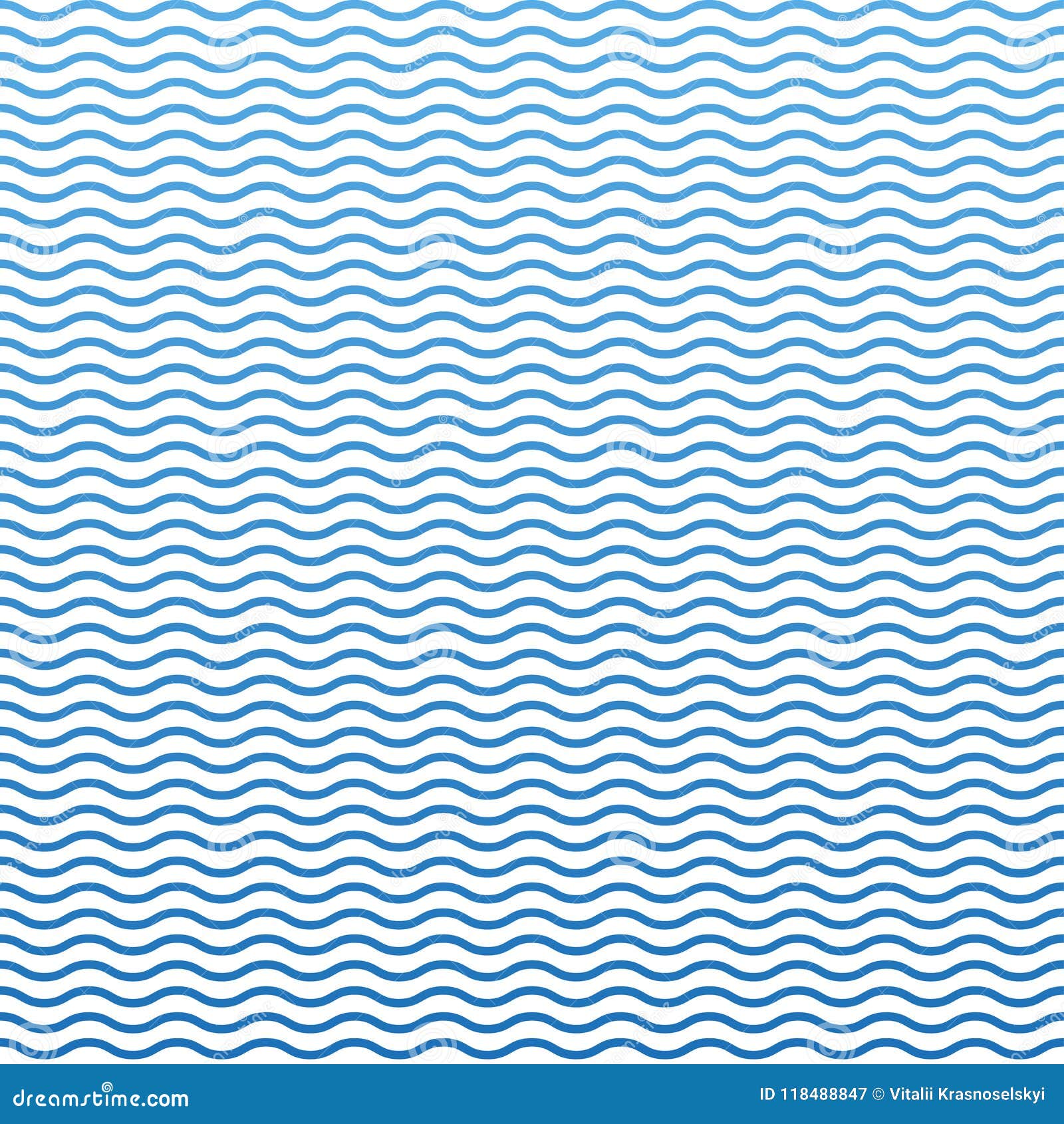 Blue Seamless Wavy Line Pattern, Ocean, Stylish Design Stock Vector ...