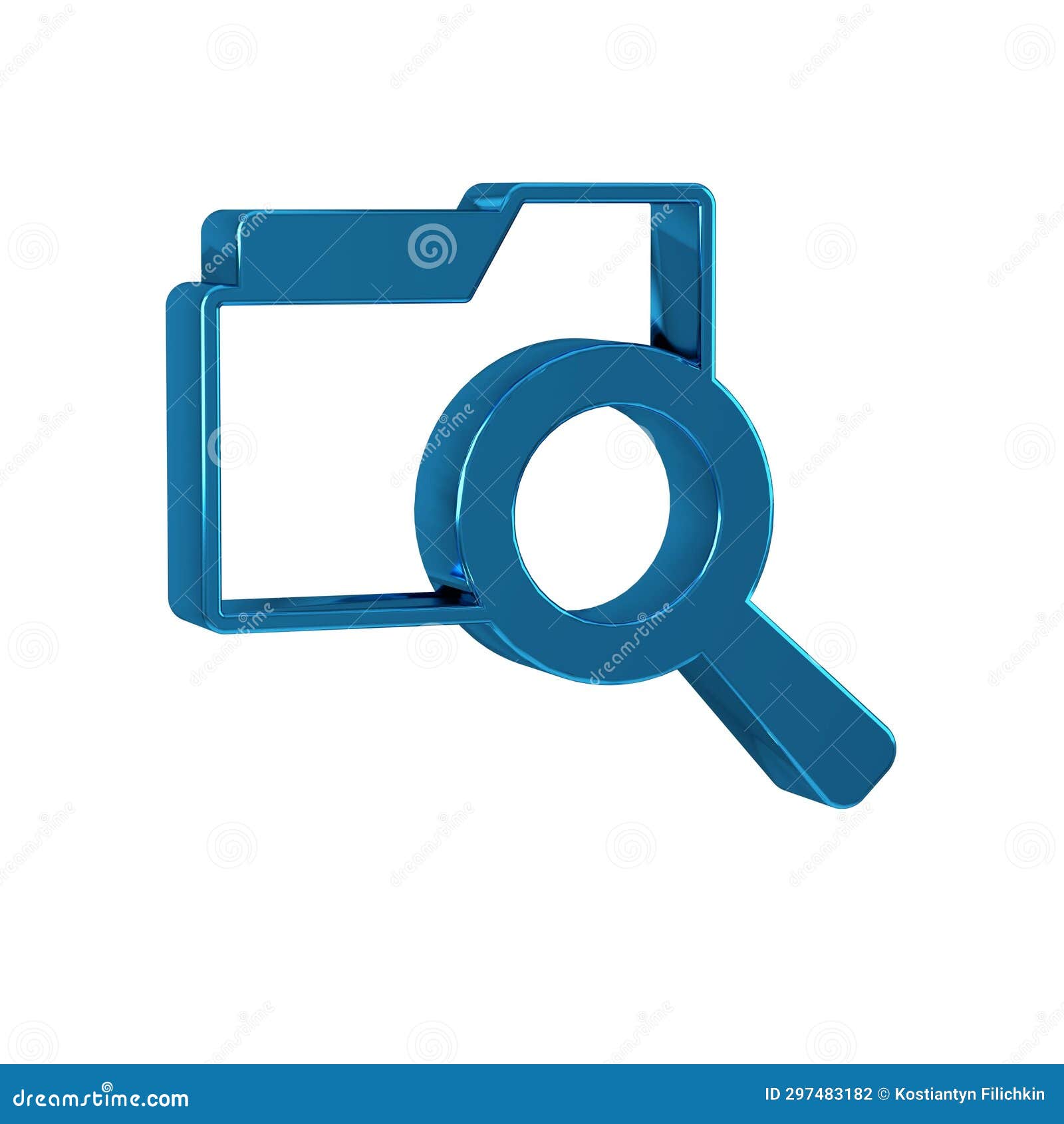 Blue Search Concept with Folder Icon Isolated on Transparent Background ...