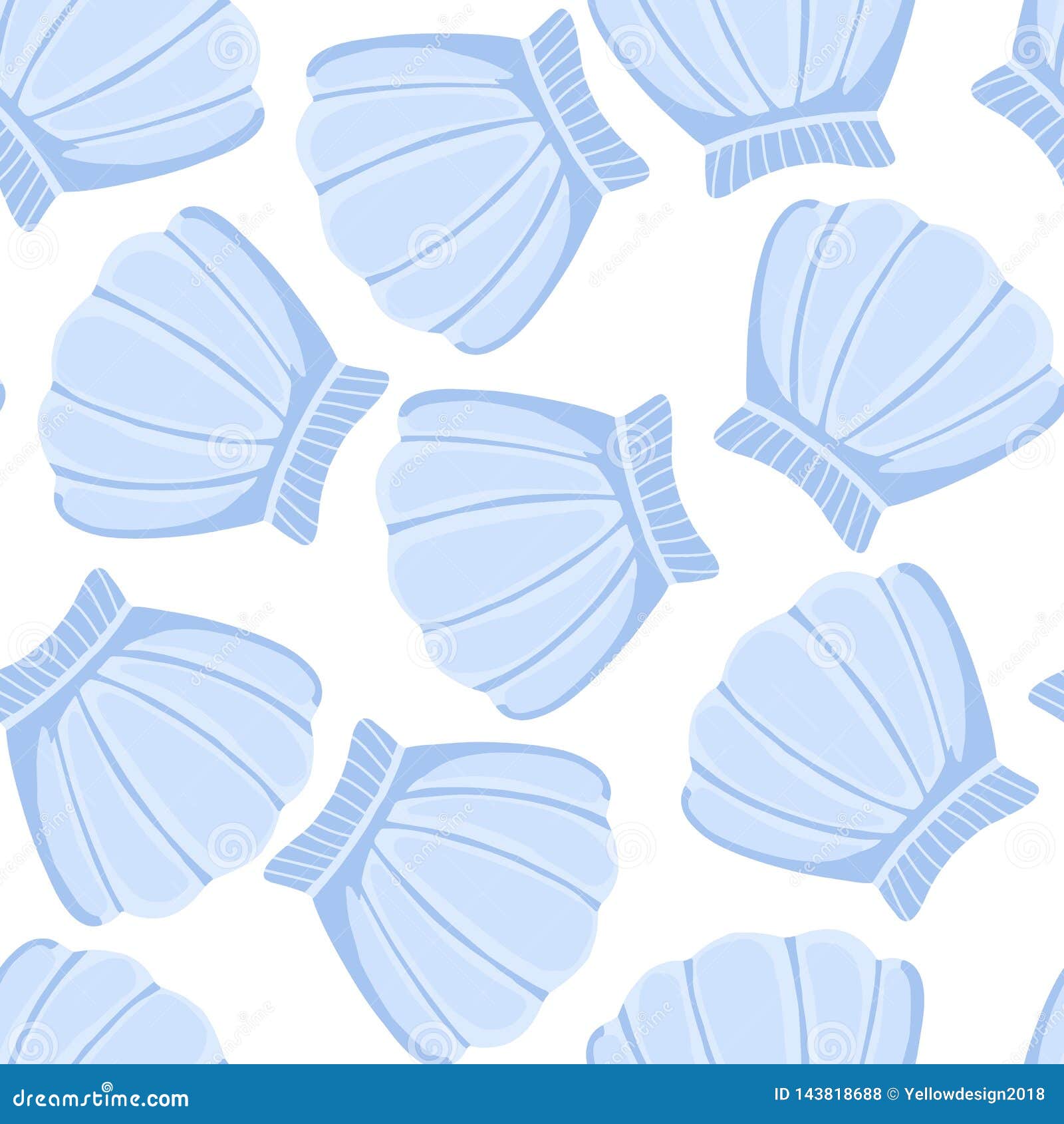Blue Seashells Seamless Pattern. Abstract Shell Marine Wallpaper Stock ...